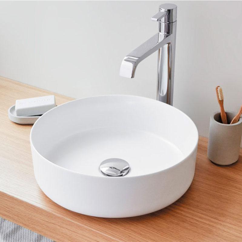 Lavabo sobre encimera cerámico MARSALA Ø35,5 cm Blanco mate | Leroy Merlin