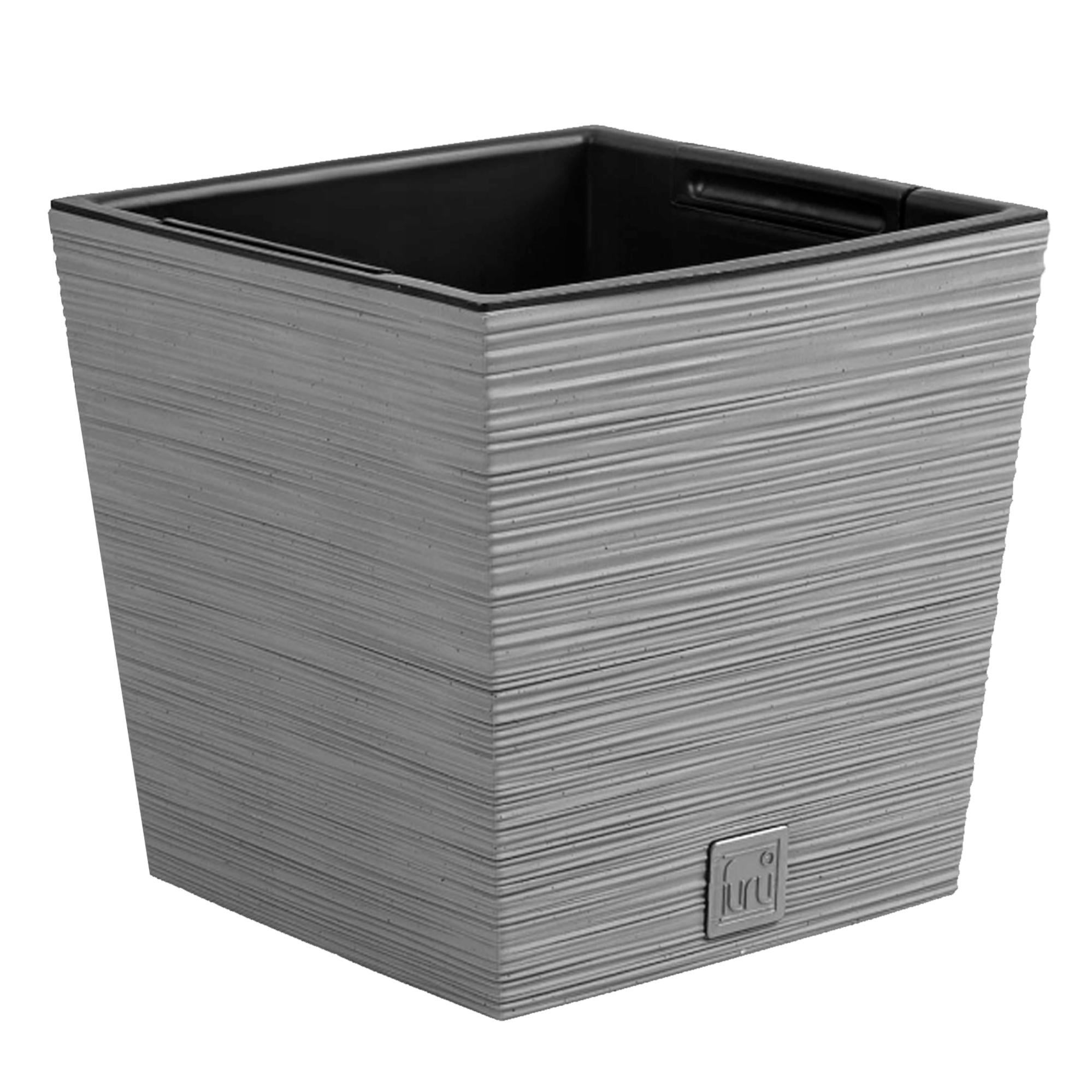 Vaso cuadrado con riserva acqua 14 L cemento - FURU | Leroy Merlin