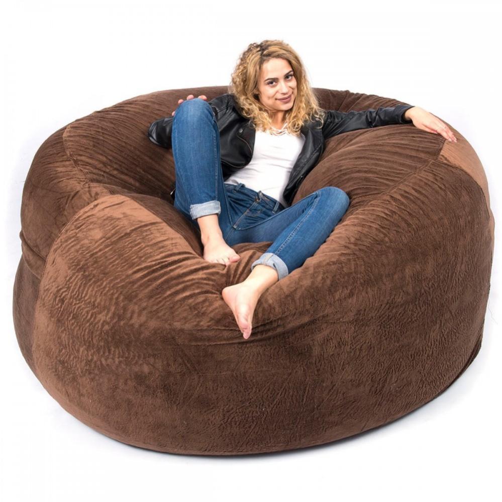 Pouf Géant Rond XXXL Intérieur En Tissu Doux Polaire Marron ...