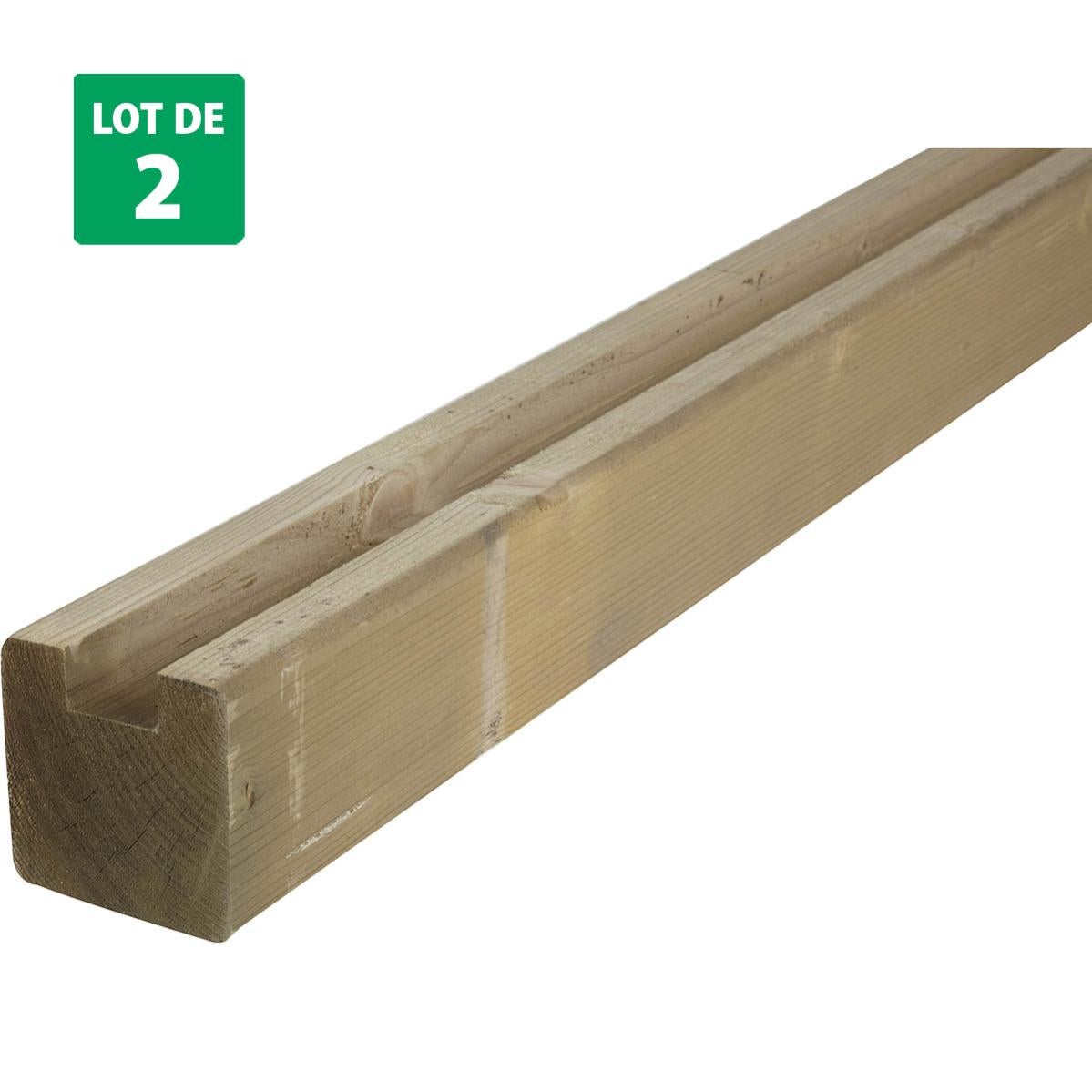 Lot De 2 Poteaux En Bois Avec Rainures En Forme U 7x7x220 - Forest ...