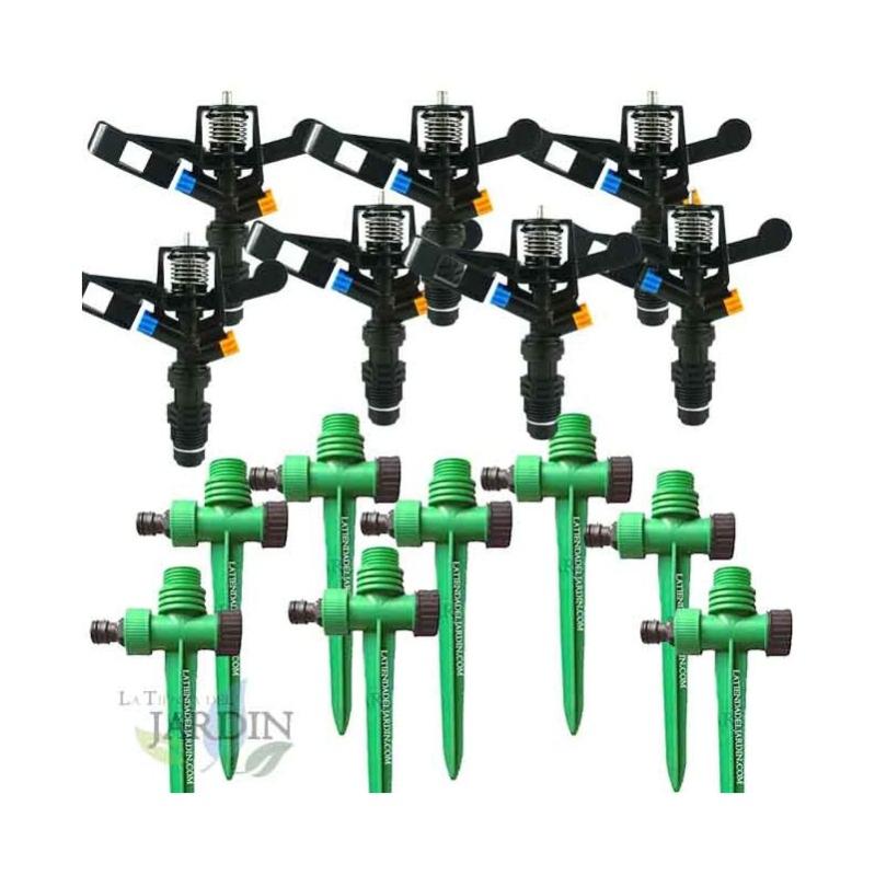 Pack 15 x Aspersor de riego circular 1/2" 7 a 13 mts + 15 porta ...