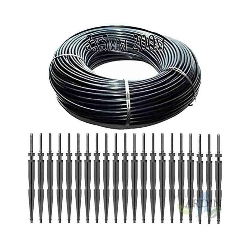 Microtubo 3x5mm 200 Metros + 50 Estacas riego por Goteo 2,6 l/h | Leroy ...