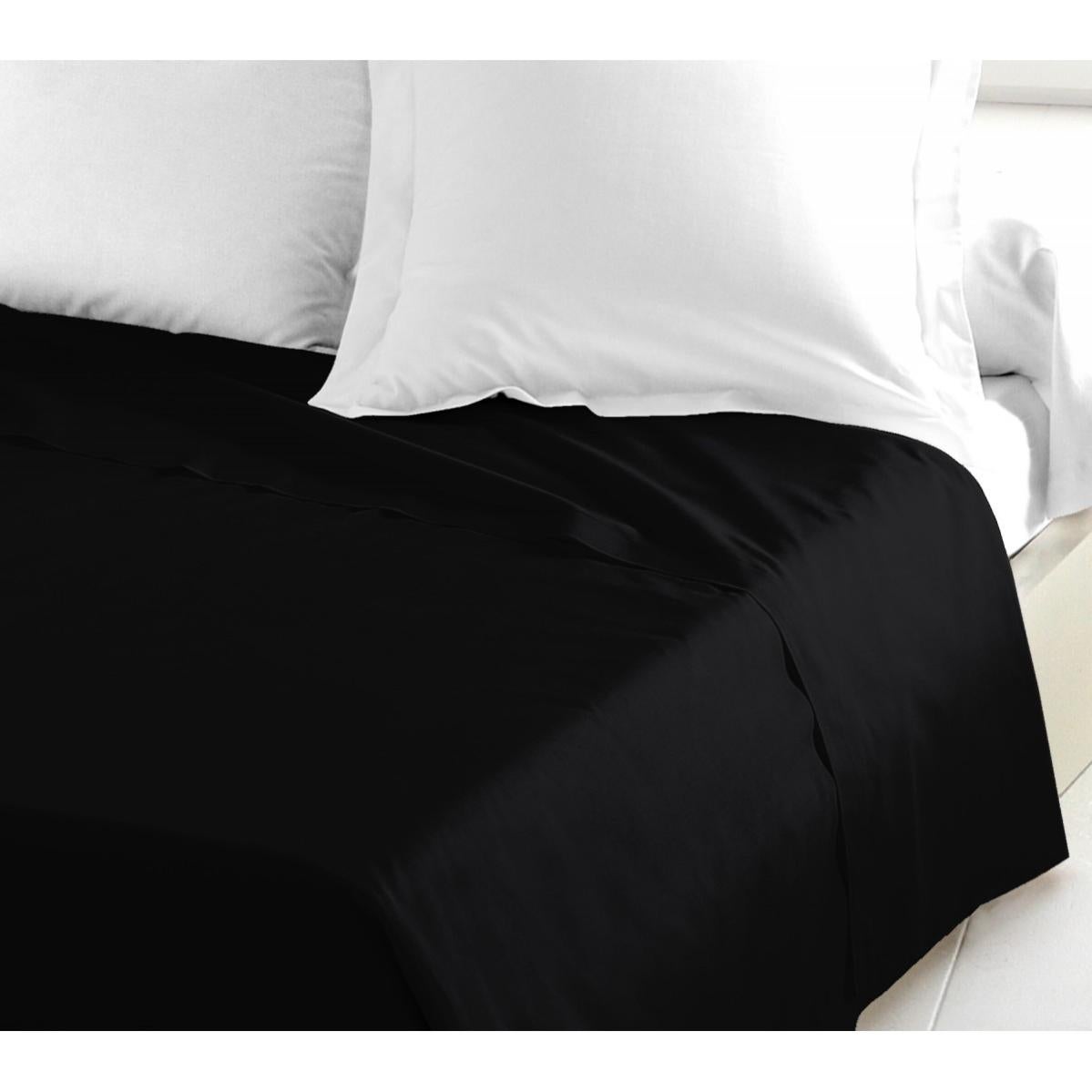 DRAP PLAT 100% COTON 57 FILS COULEURS - Noir, MATIÈRE - 100% COTON ...