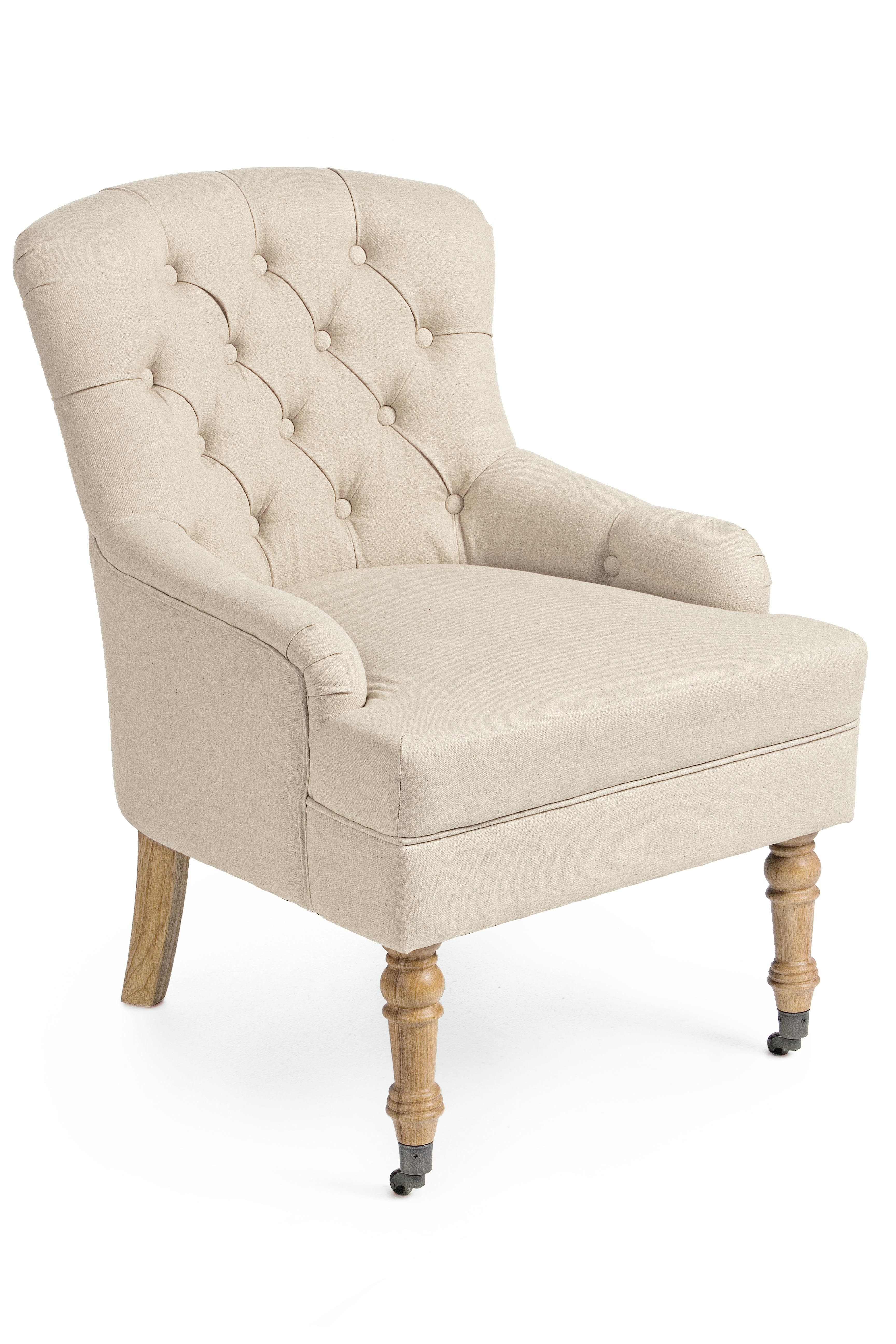 Poltrona Classica in Lino e Cotore Beige Arlette | Leroy Merlin