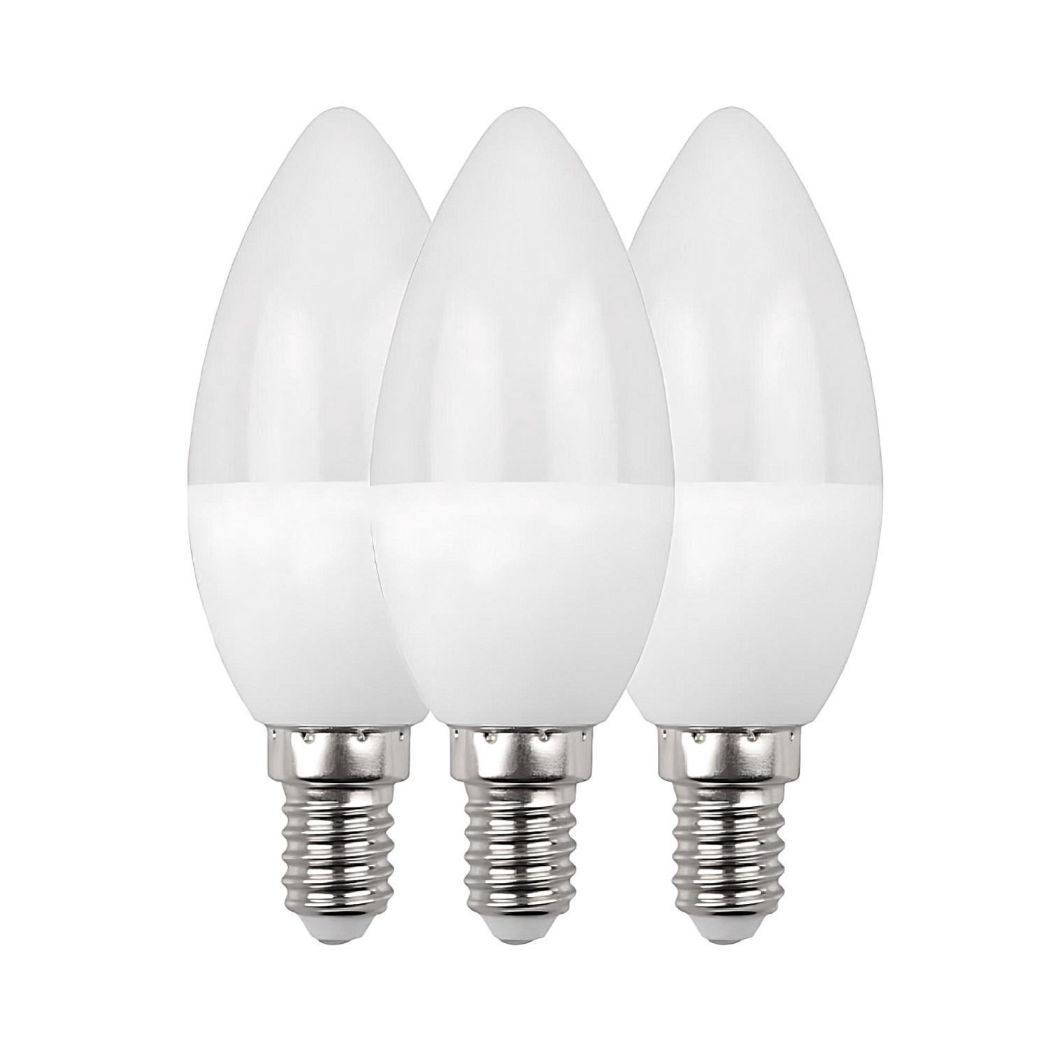 Confezione 3 lampadine LED a candela E14 6W Equi.40W 470lm 15000H ...