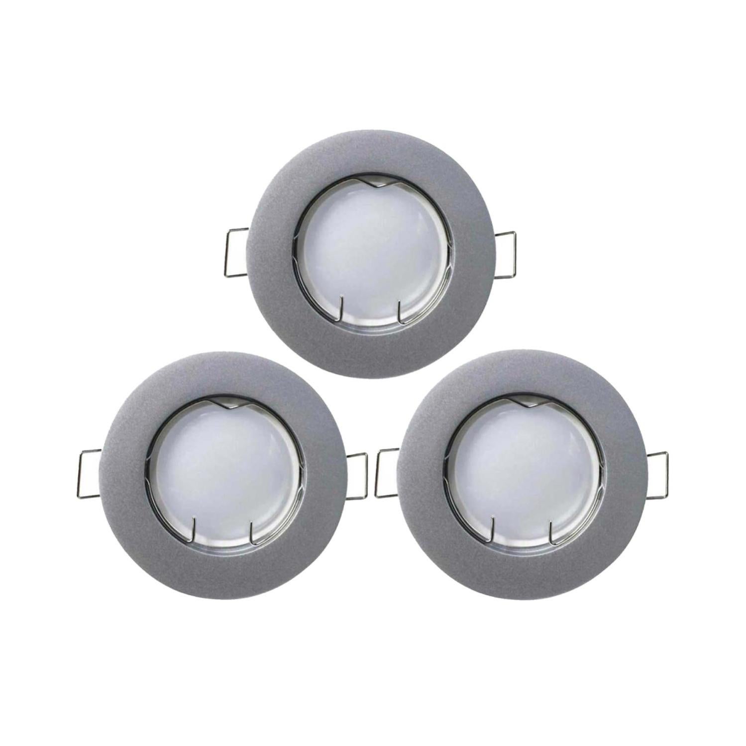 Pack 3 Focos LED Empotrables Redondos GU10 7W 525lm Ø7cm Aluminio ...