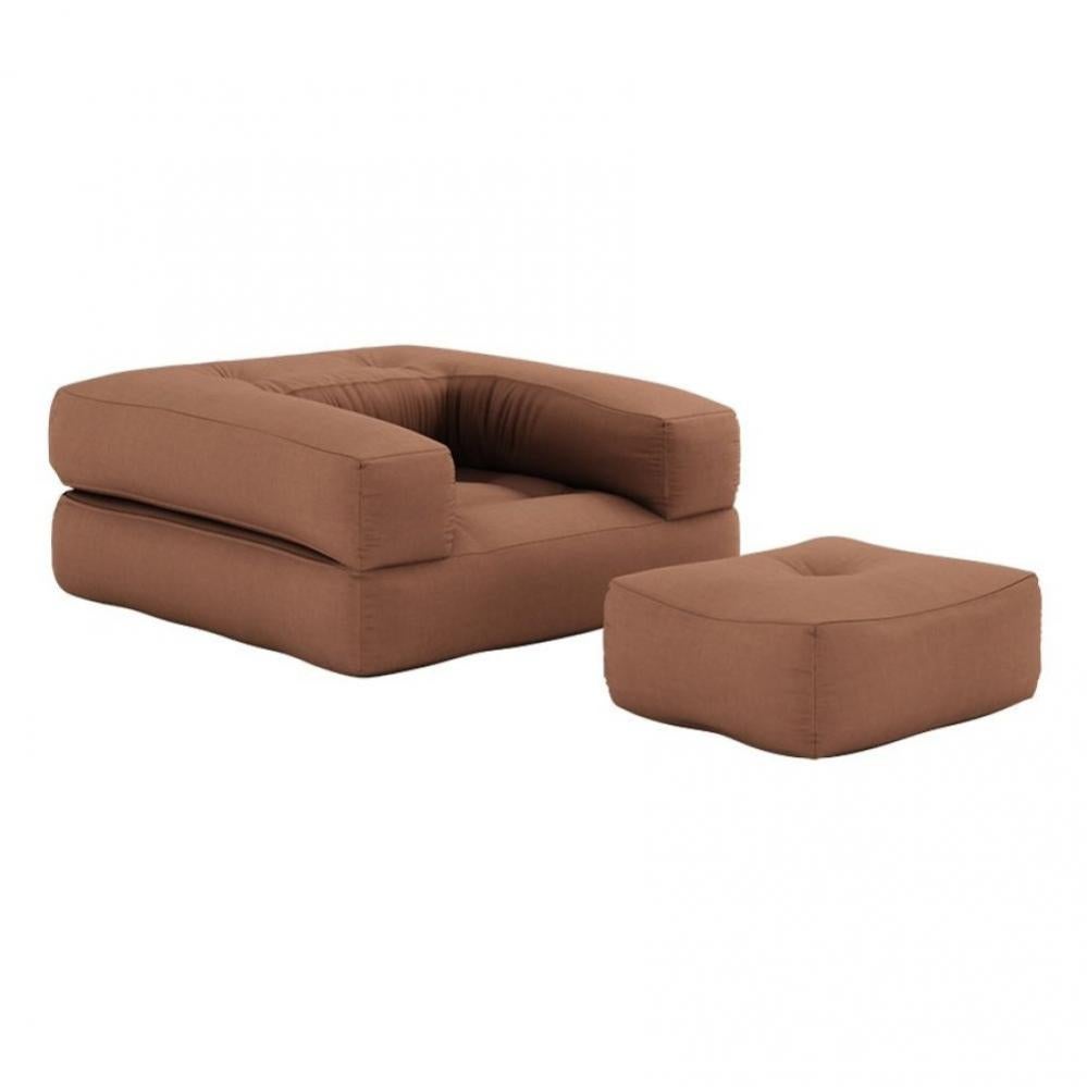 Fauteuil futon standard convertible CUBE CHAIR couleur brun argile ...