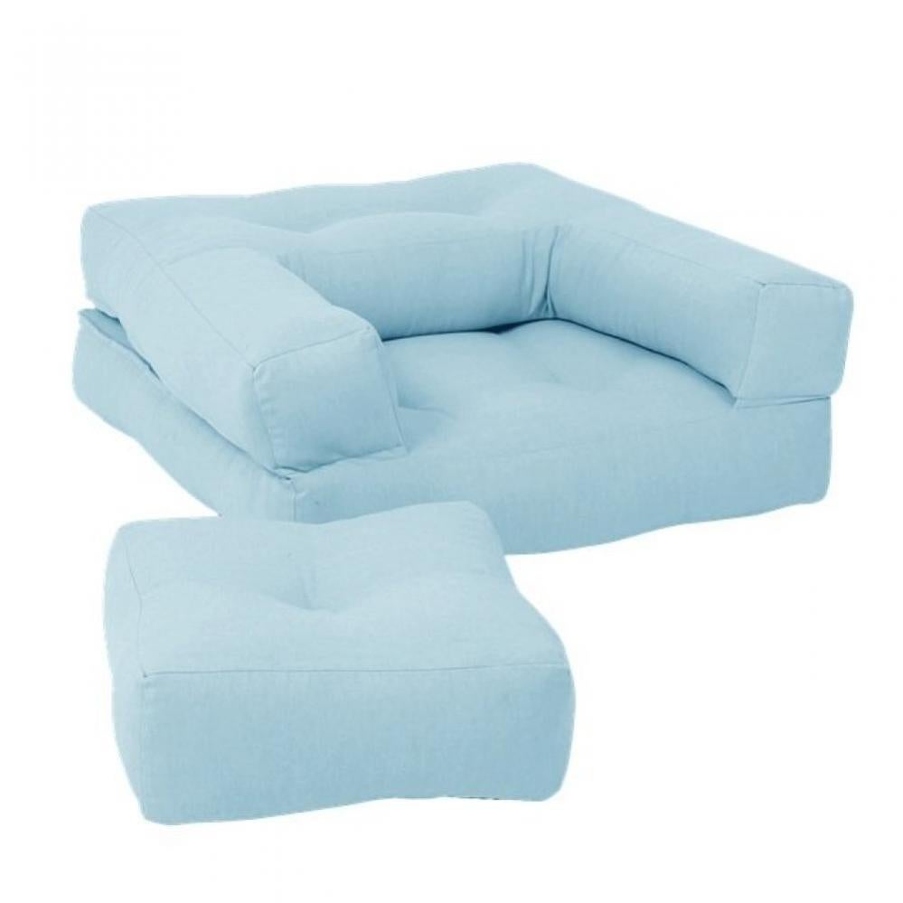 Fauteuil futon standard convertible MINI CUBE couleur bleu clair ...
