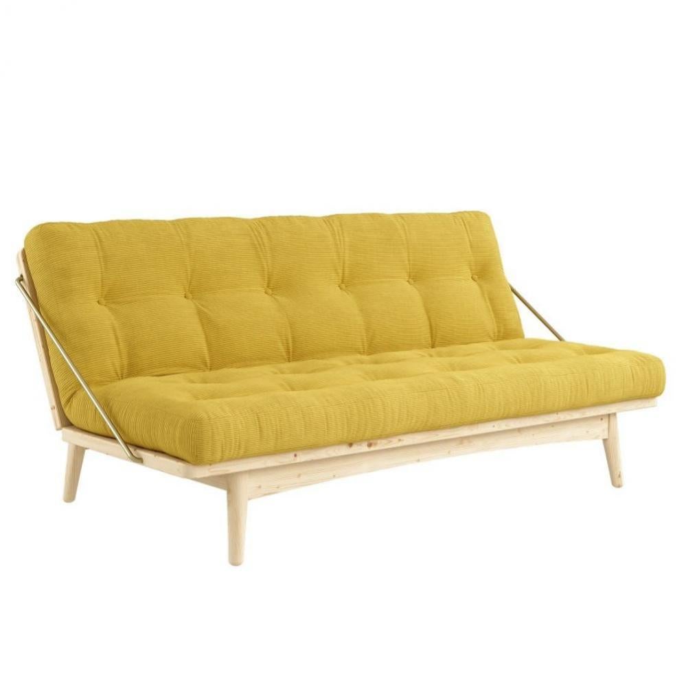 Banquette futon FOLK en pin massif coloris miel couchage 130 x 190 cm ...