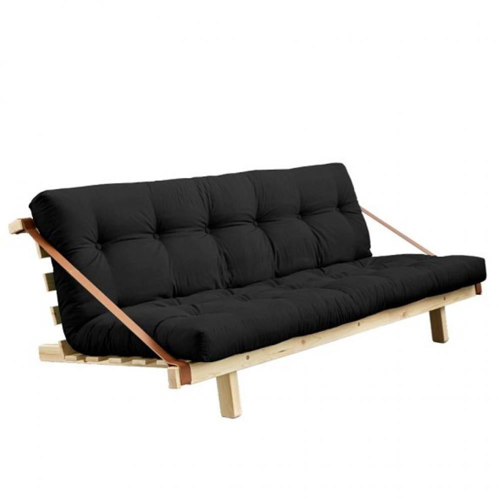 Banquette futon JUMP en pin massif coloris gris foncé couchage 130 cm ...