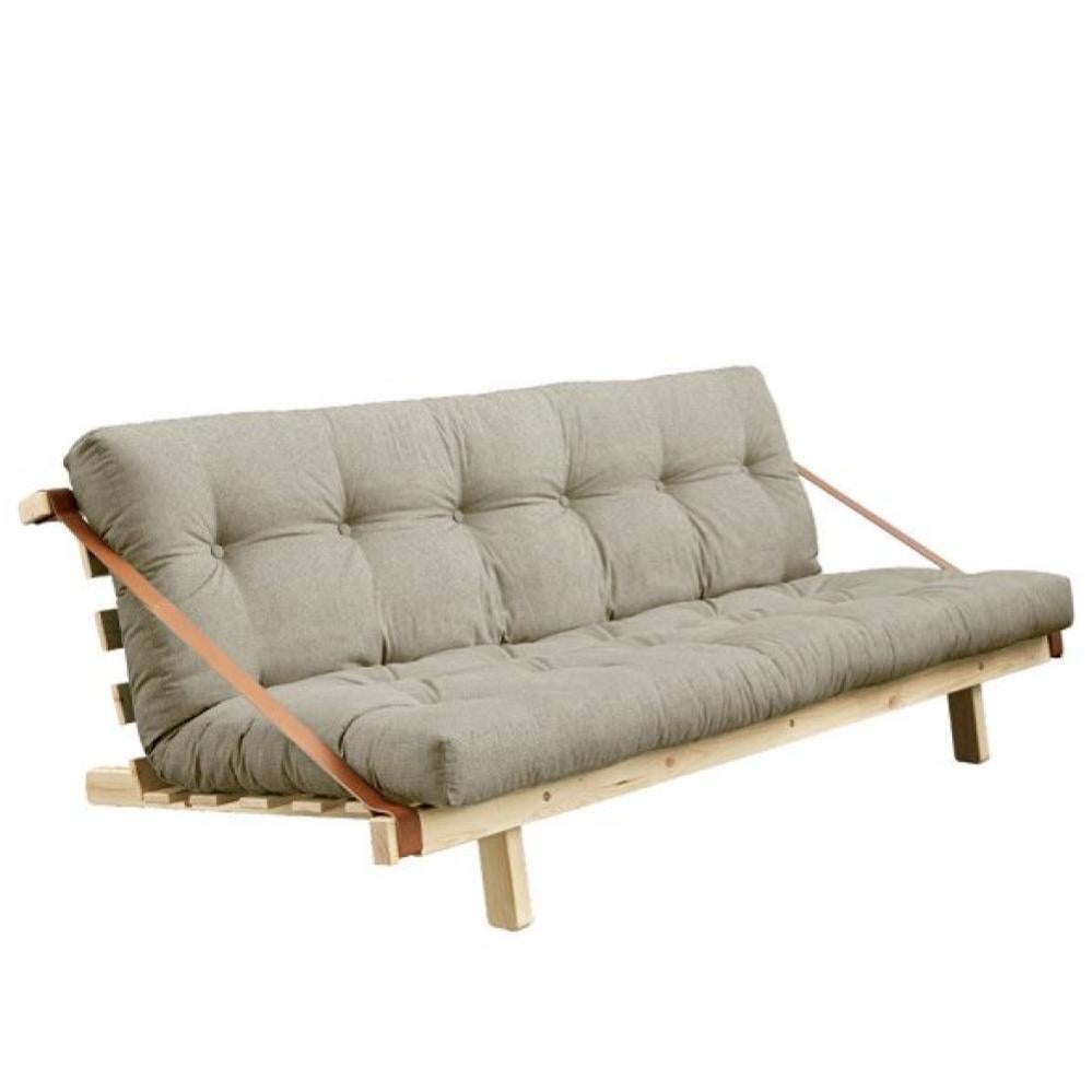 Banquette futon JUMP en pin massif tissu lin couchage 130 cm. | Leroy ...