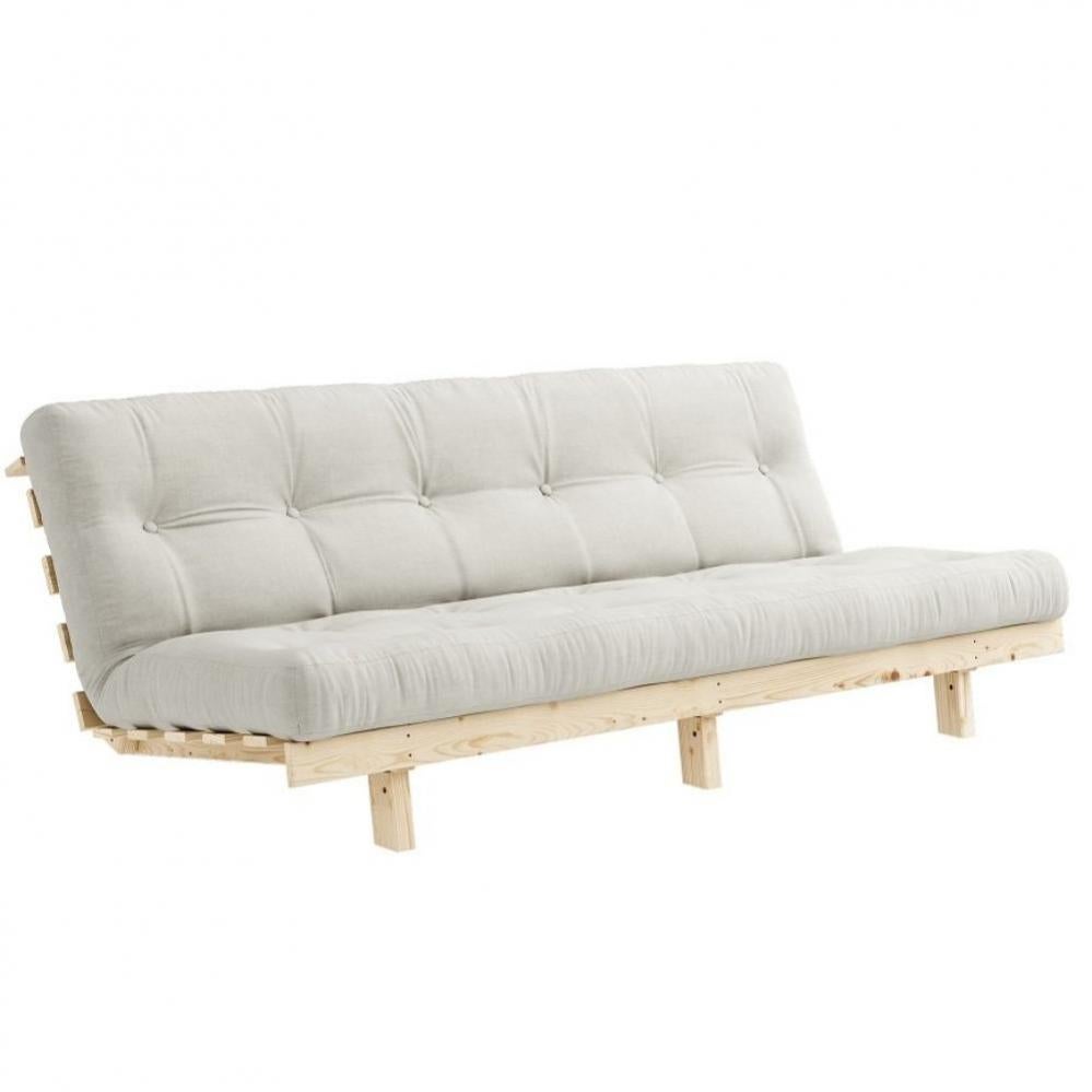 Banquette convertible futon LEAN pin coloris naturel couchage 130*190 ...