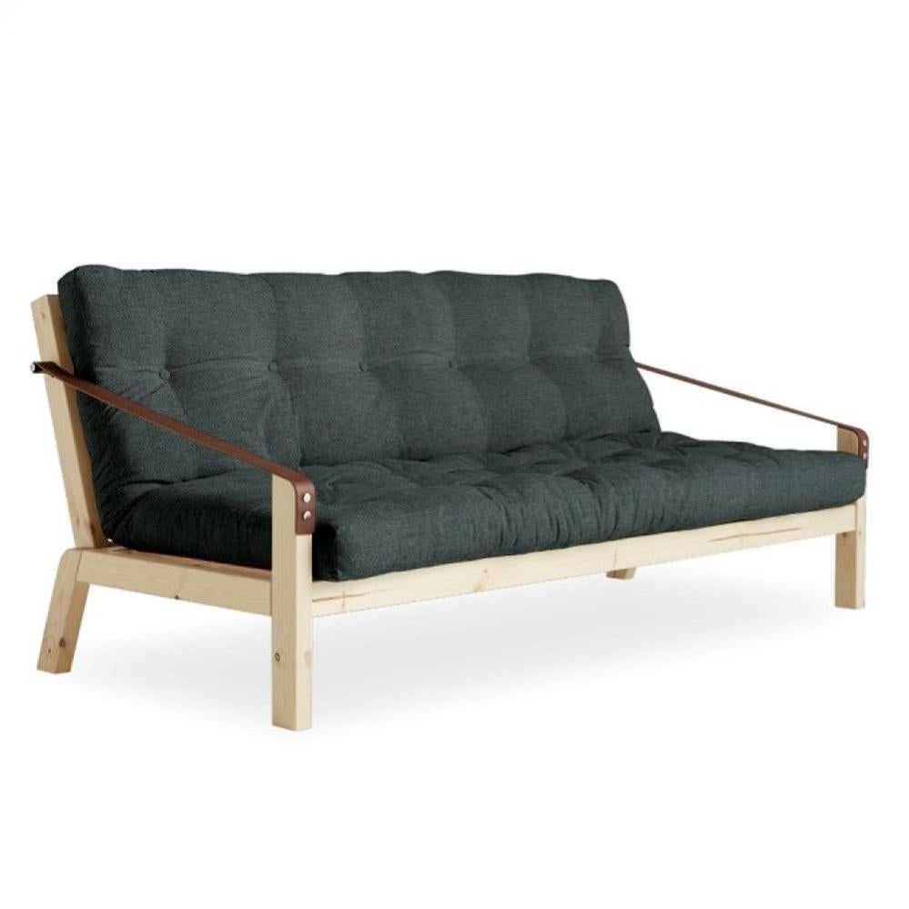 Banquette futon POETRY en pin massif coloris ardoise couchage 130 x 190 ...