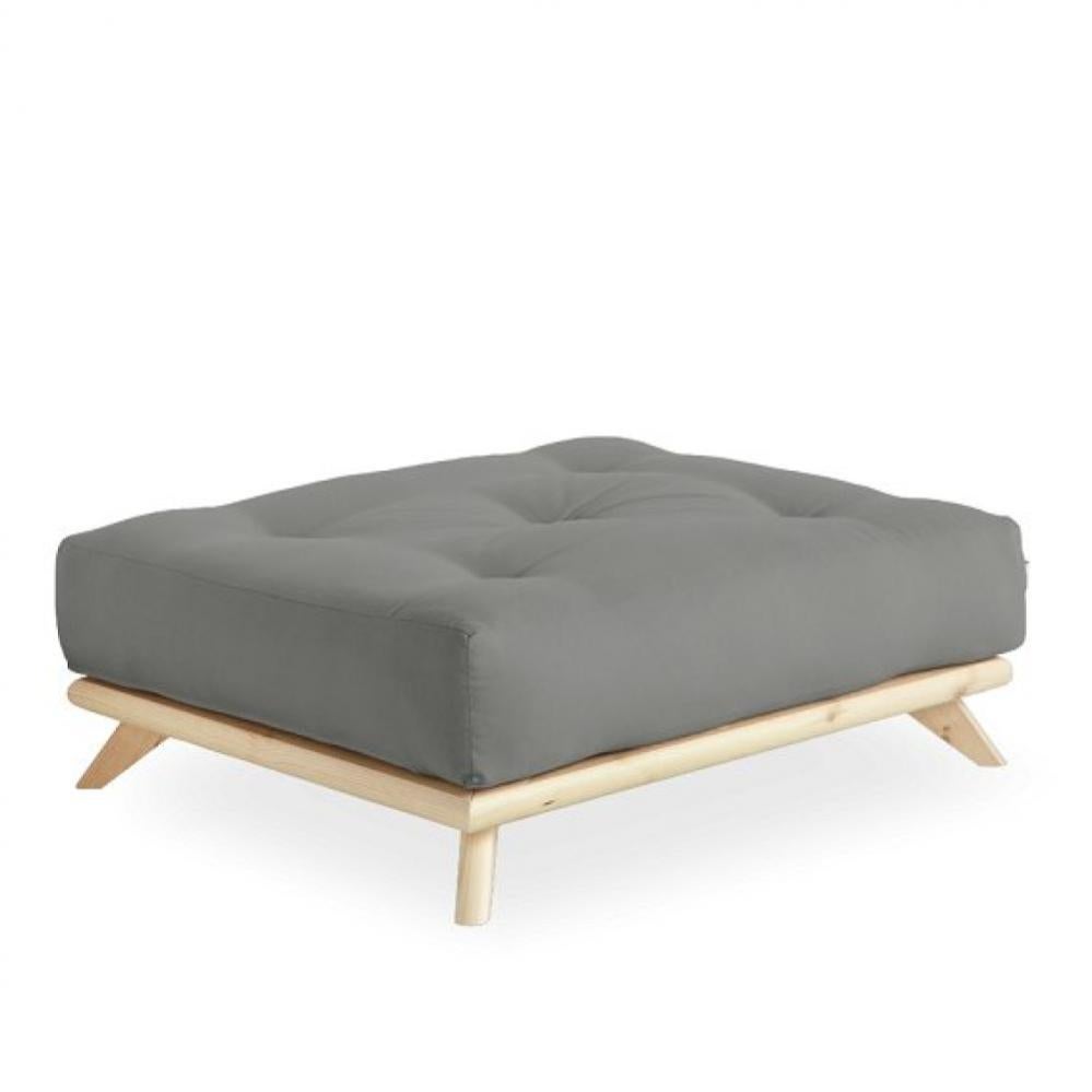 Pouf futon SENZA pin naturel coloris gris de 90 x 100 cm. | Leroy Merlin