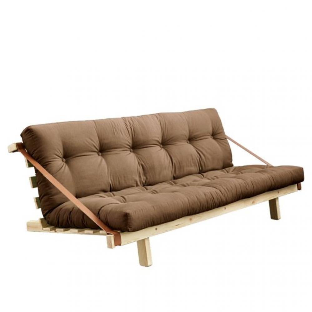 Banquette futon JUMP en pin massif coloris mocca couchage 130 cm ...