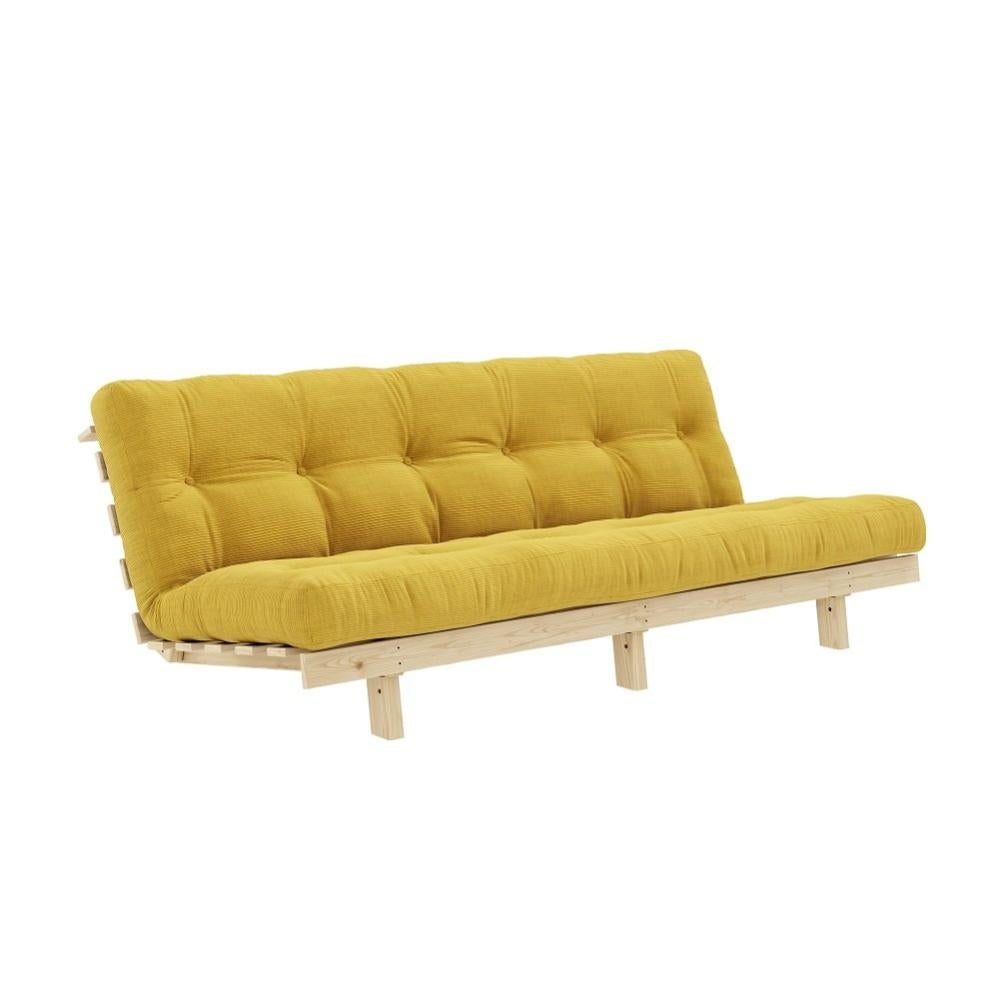 Banquette convertible futon LEAN pin coloris miel couchage 130*190 cm ...