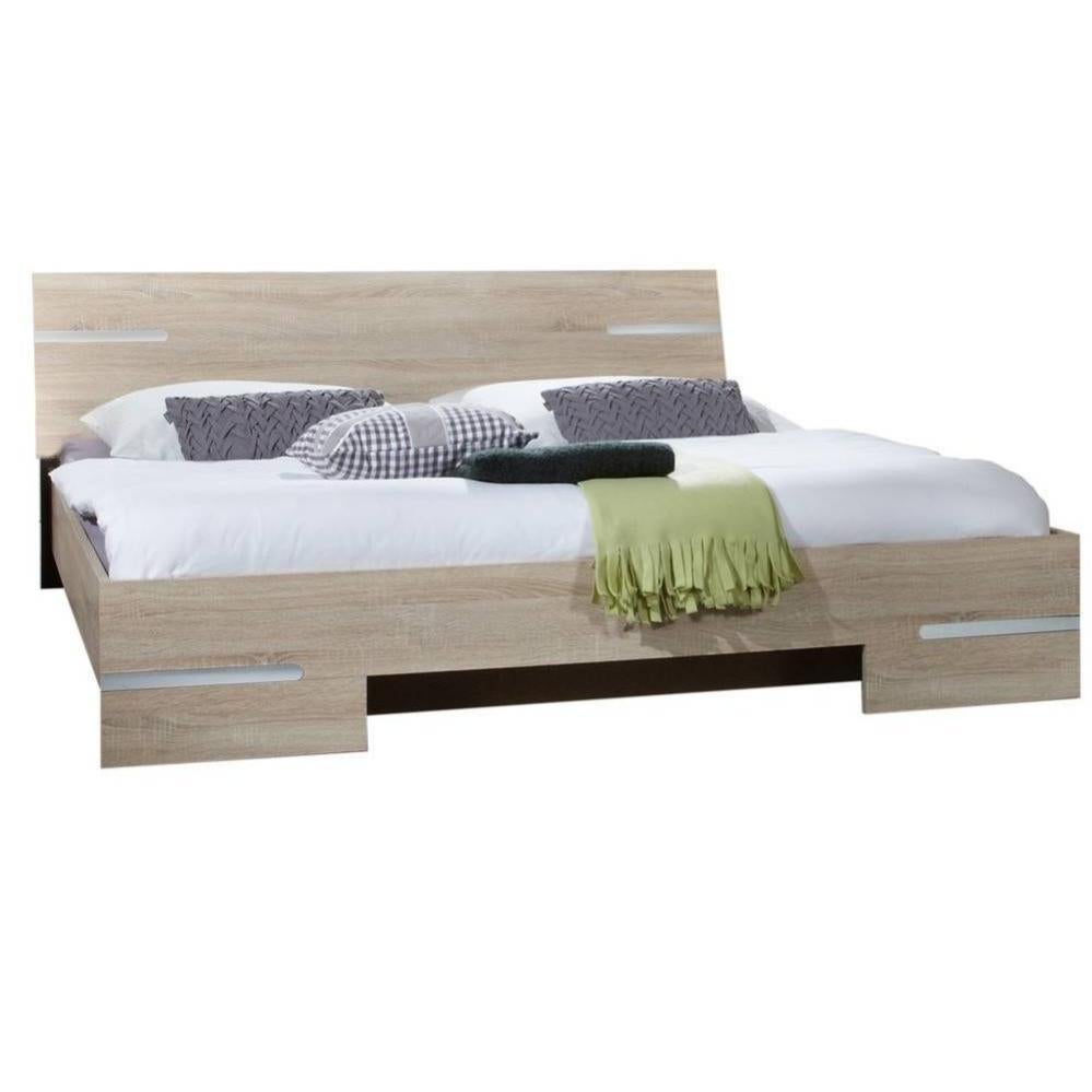 Lit CARAMELLA 140 x 190 cm chêne rechampis chrome brillant | Leroy Merlin