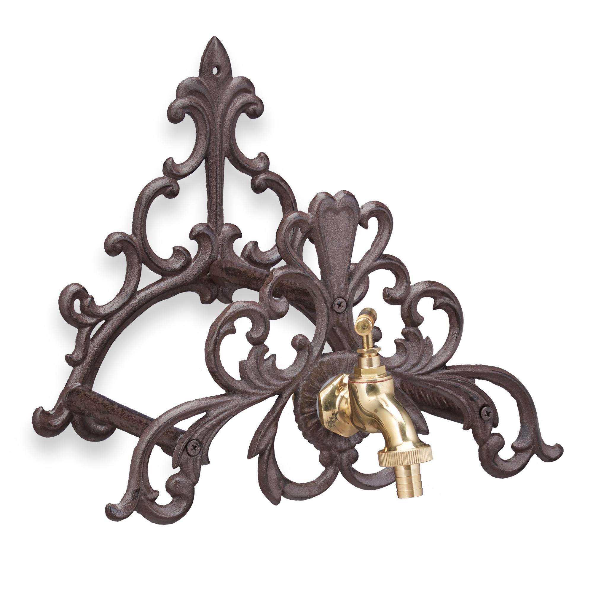 Relaxdays Porta Tubo da Giardino con Rubinetto, Design Antico, in Ghisa ...