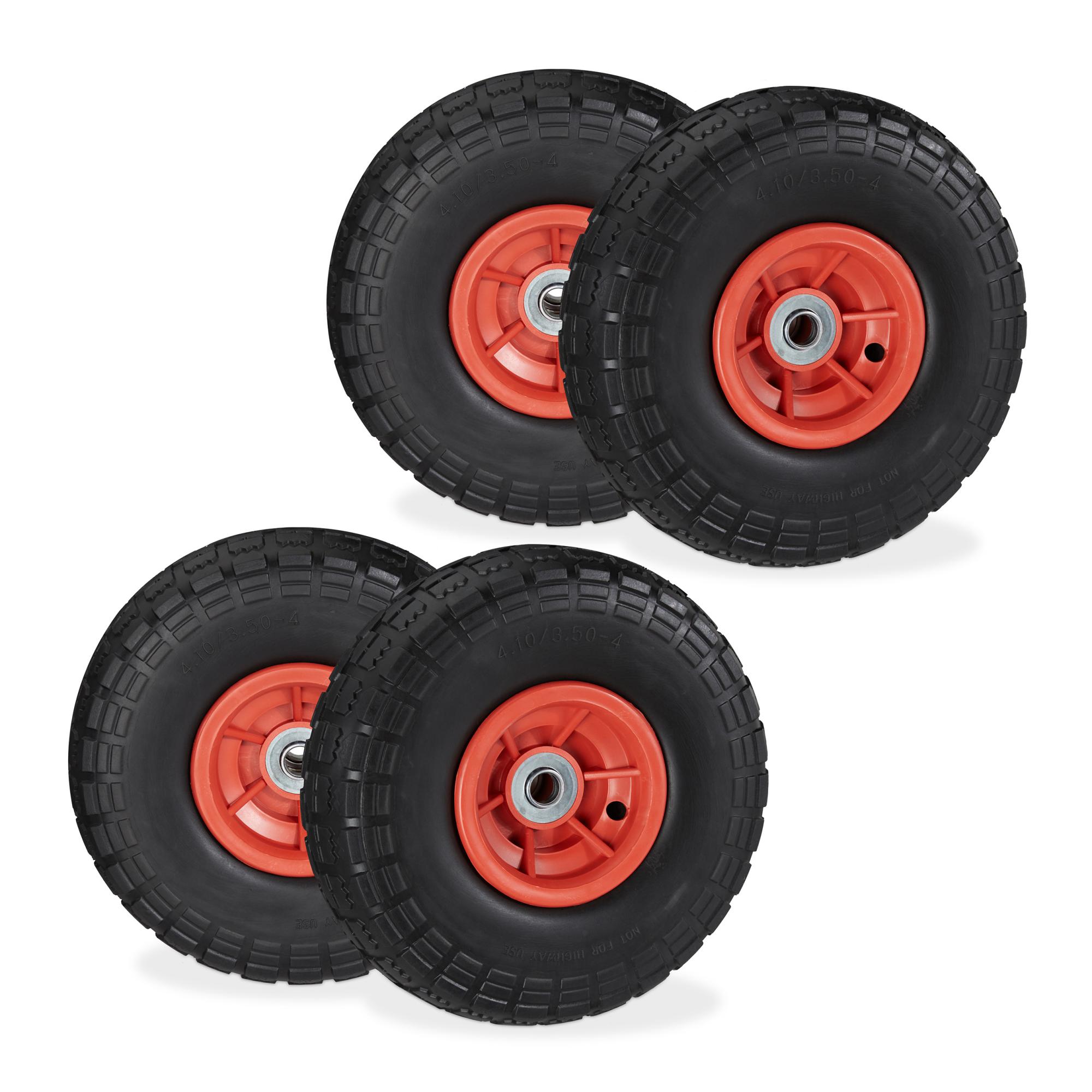 4x Ruote per Carrello, Pneumatici in Gomma Antipanne, 4.1/3.5-4", Asse ...