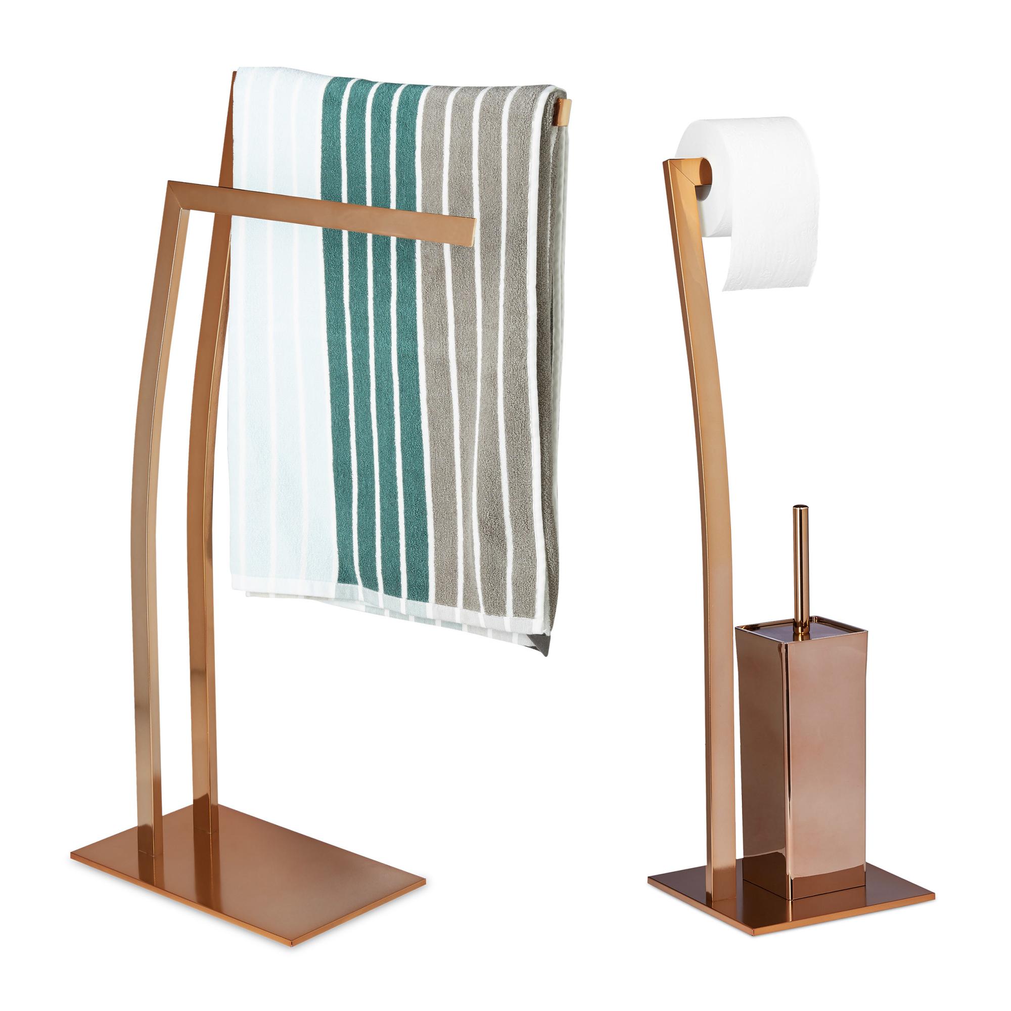 2 Elementi, Set da Bagno, Portasciugamani a 2 Braccia, Portarotolo ...