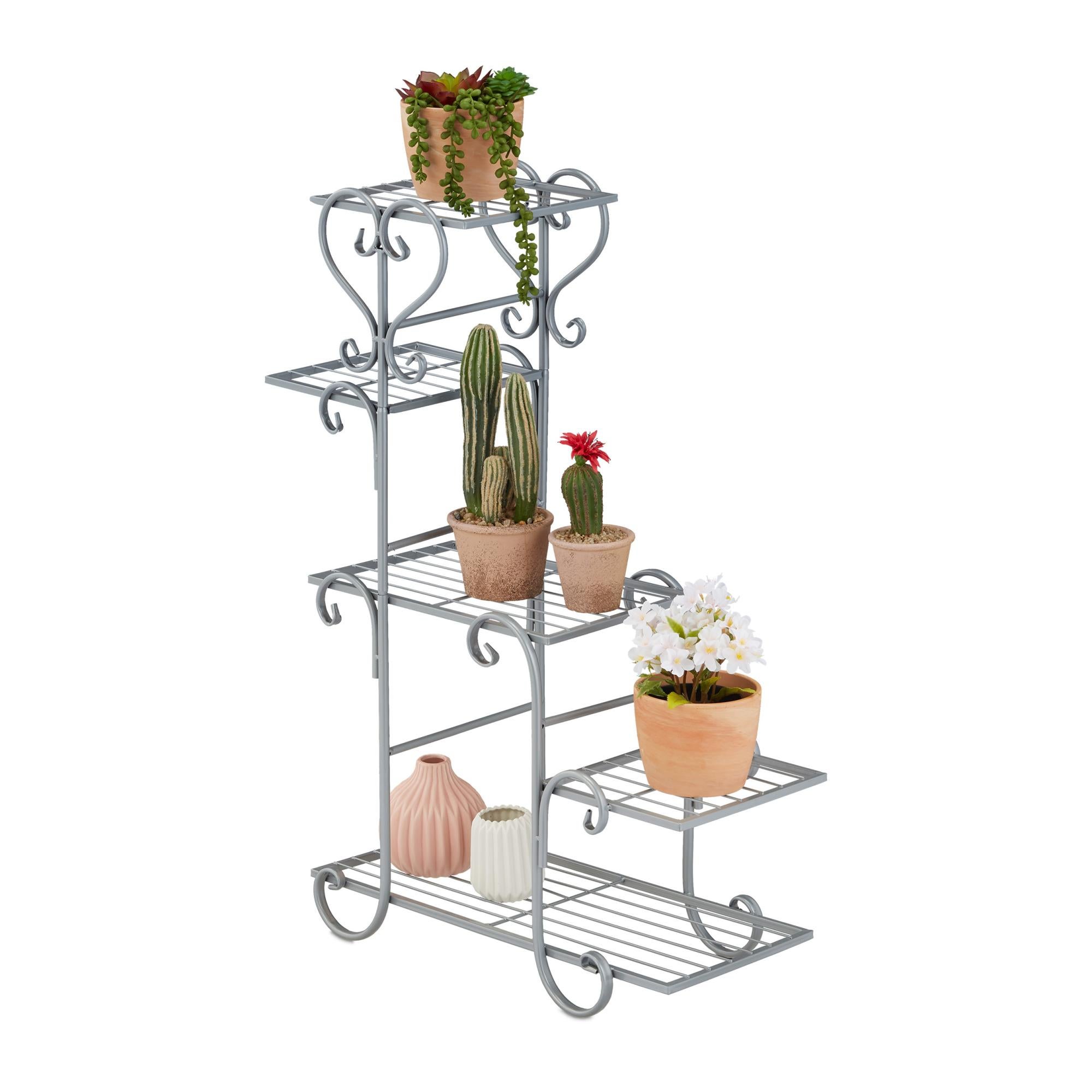 Relaxdays Scaffale Portavasi, 5 Ripiani, Design Retrò, Mobile ...