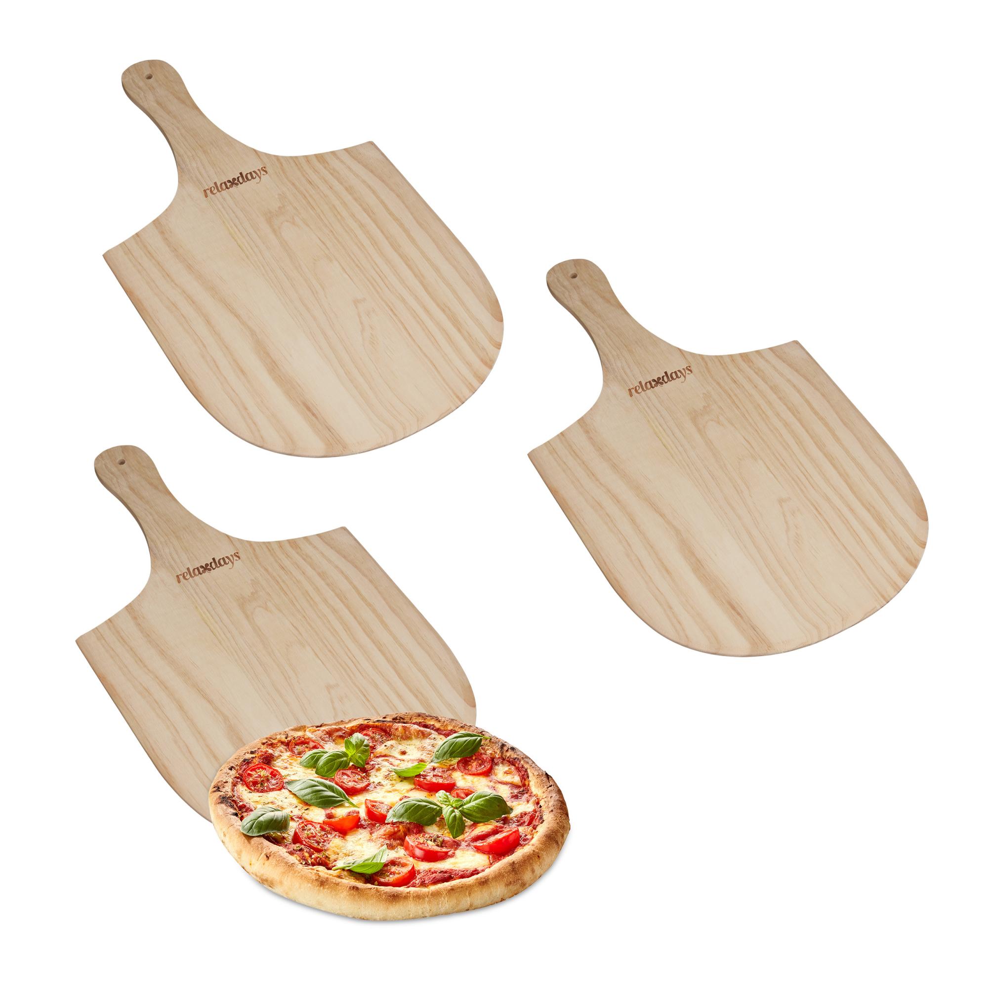 3x Paletta in Legno per Pizza, Pala con Manico, Pane e Focaccia ...