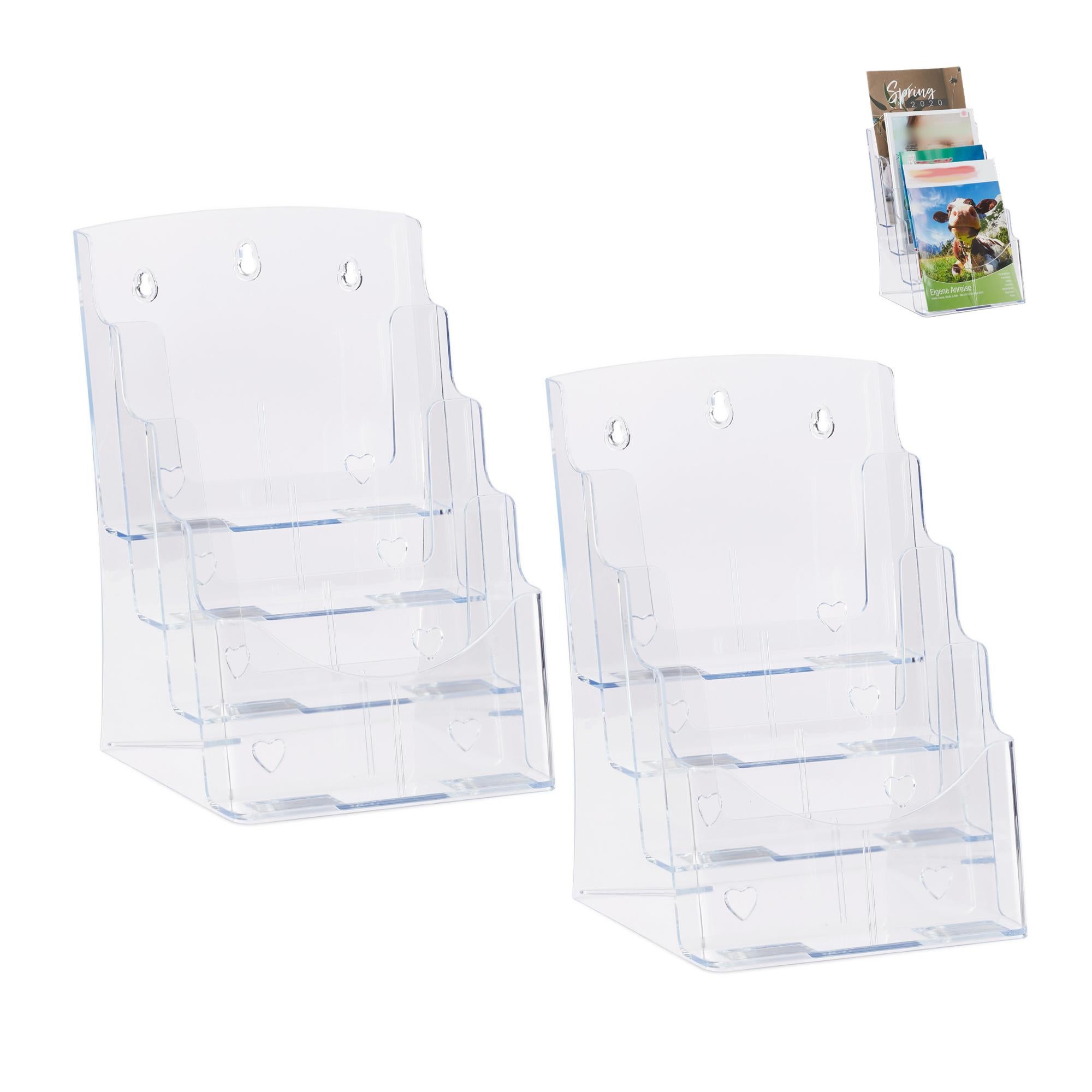 2x Porta Depliant, A4/Lunghezza ISO 4 Livelli Acrilico, Porta Brochure ...