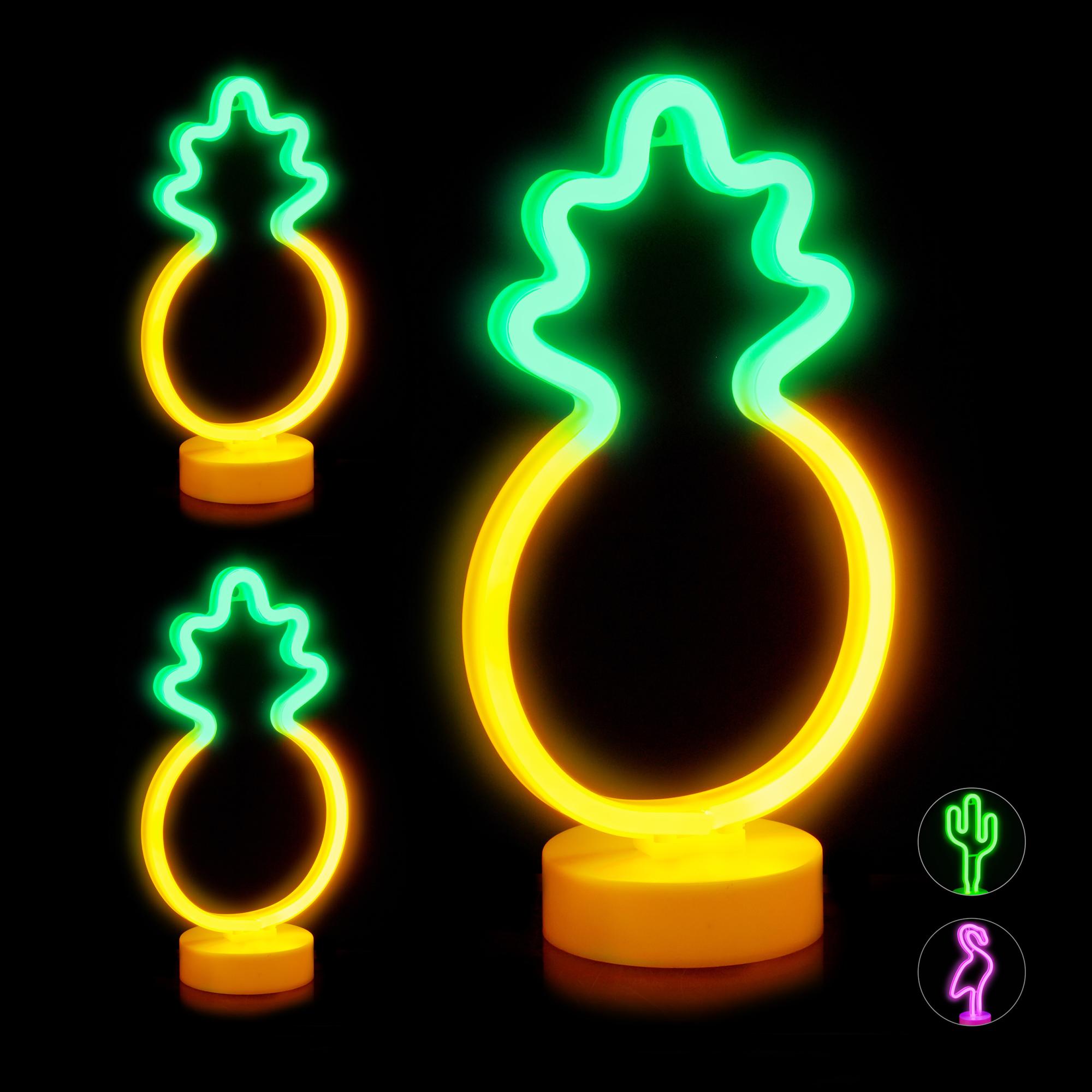 3x Lampade a Led con Luce al Neon Ananas, da Tavolo, a Batteria, Deco ...