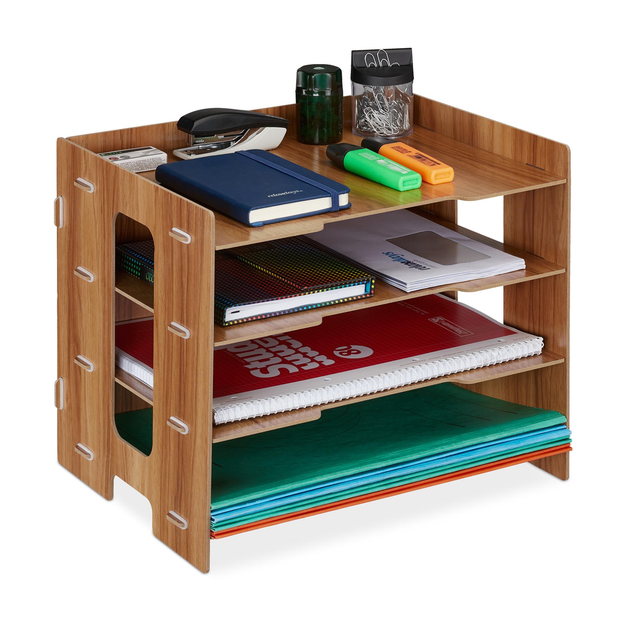 Relaxdays Rangement documents, organiseur en MDF, format A4, 3 ...