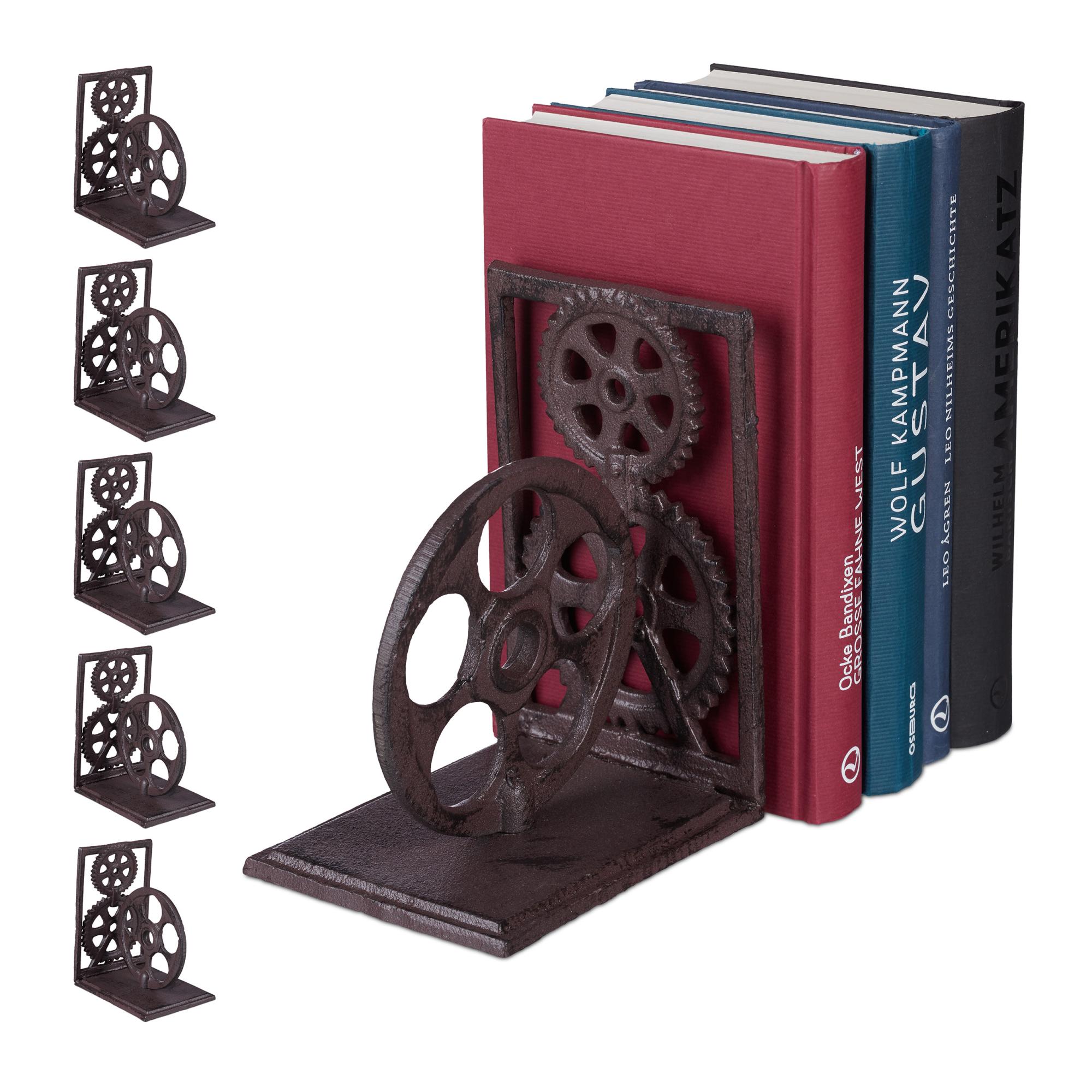 6x Fermalibri Retrò, Ghisa, Ruota Dentata, Pellicola Cinematografica ...