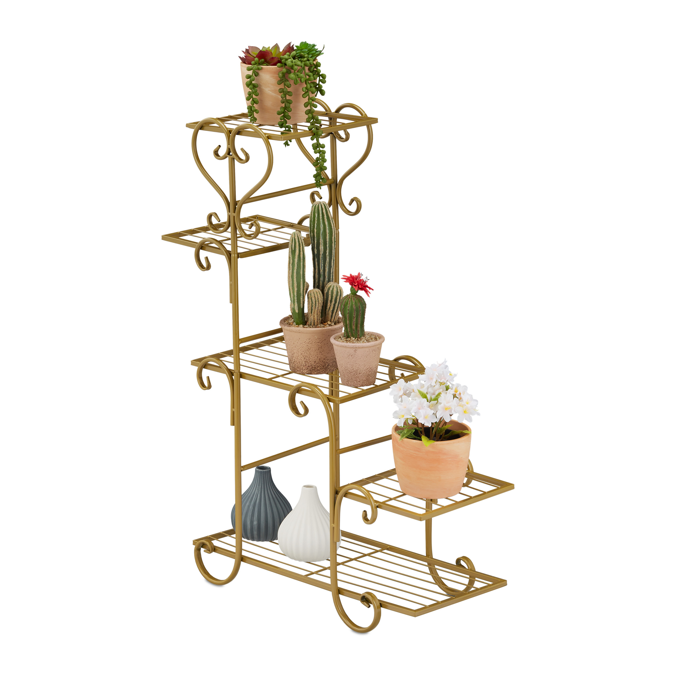 Relaxdays Scaffale Portavasi, 5 Ripiani, Design Retrò, Mobile ...