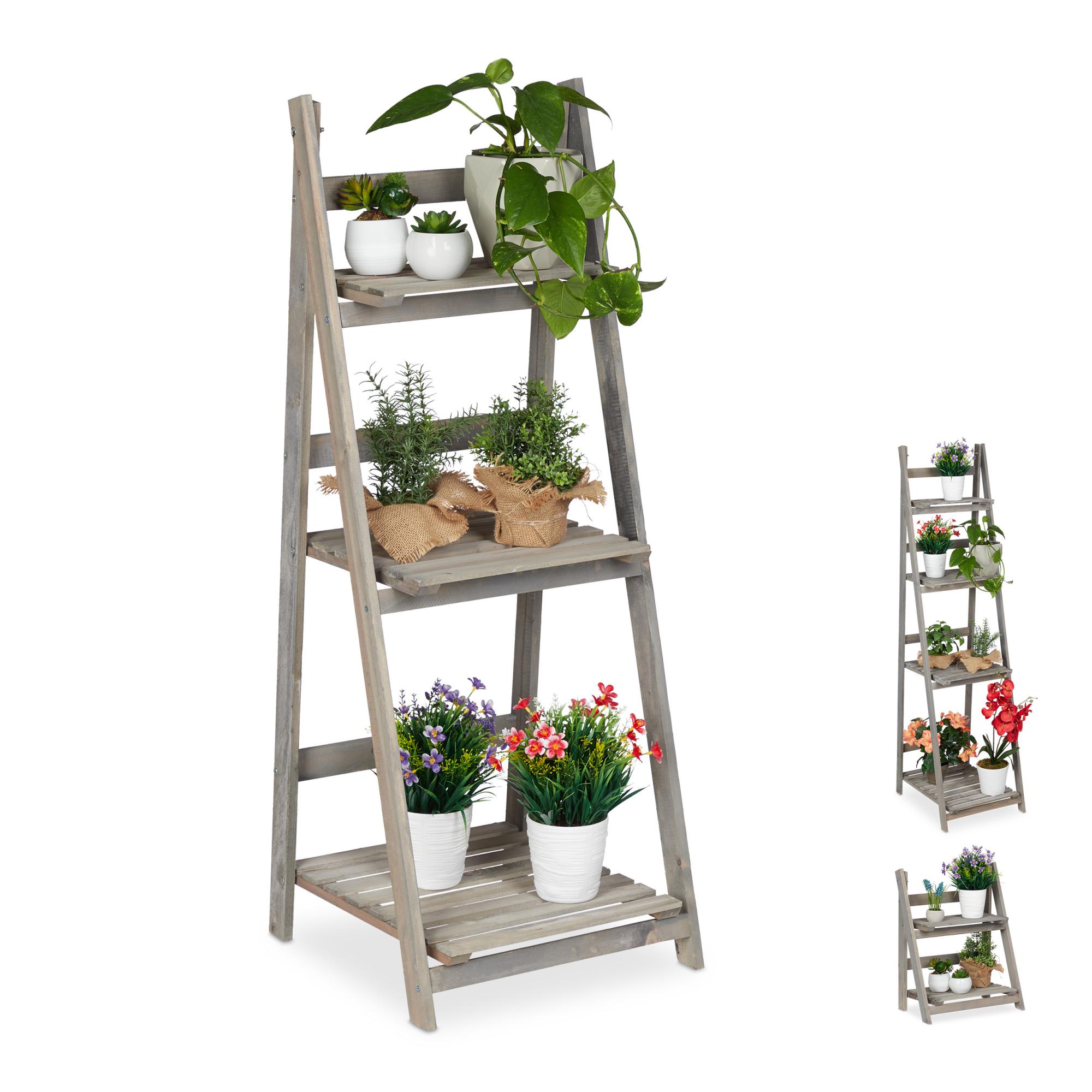 Relaxdays Scaletta per Piante, a Livelli, Pieghevole, Scaffale con 3 ...
