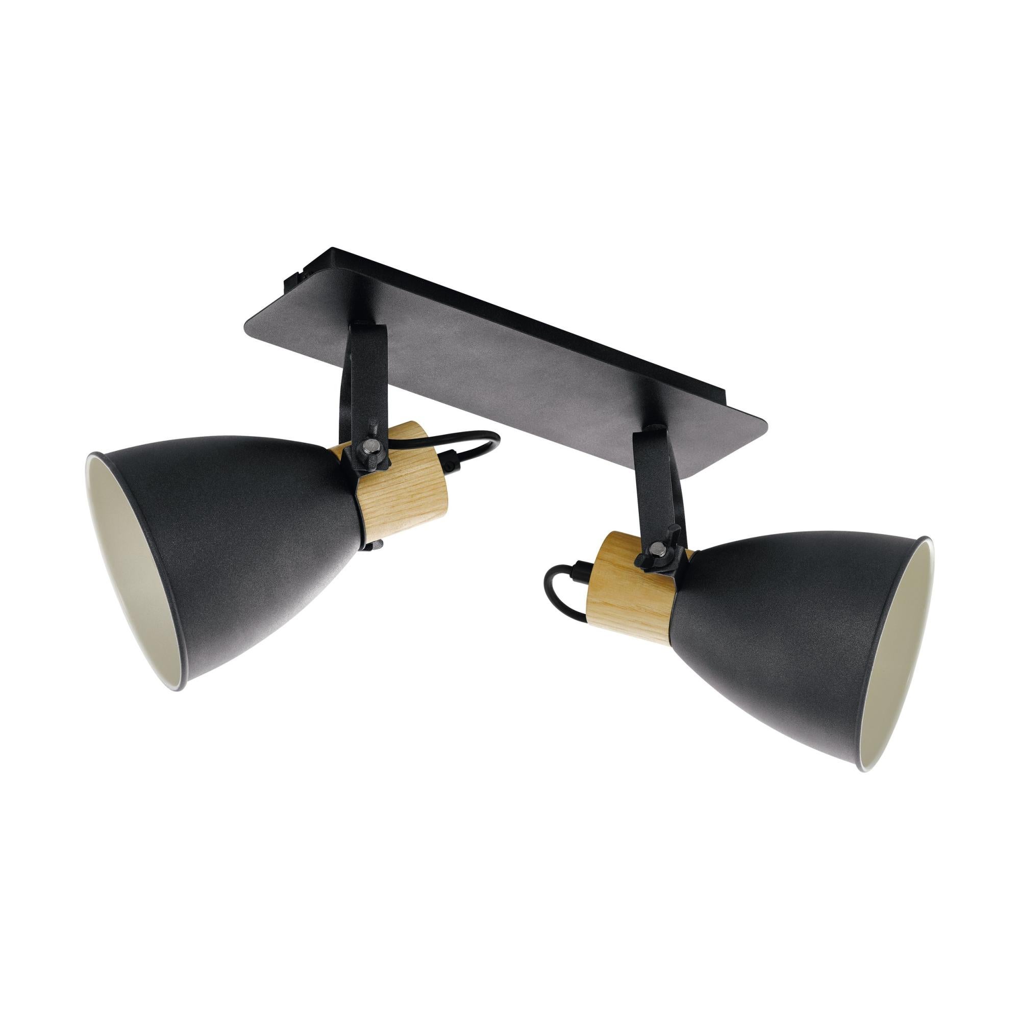 Spot EGLO Spot COSWARTH 2xE27 en acier gris anthracite et bois | Leroy ...