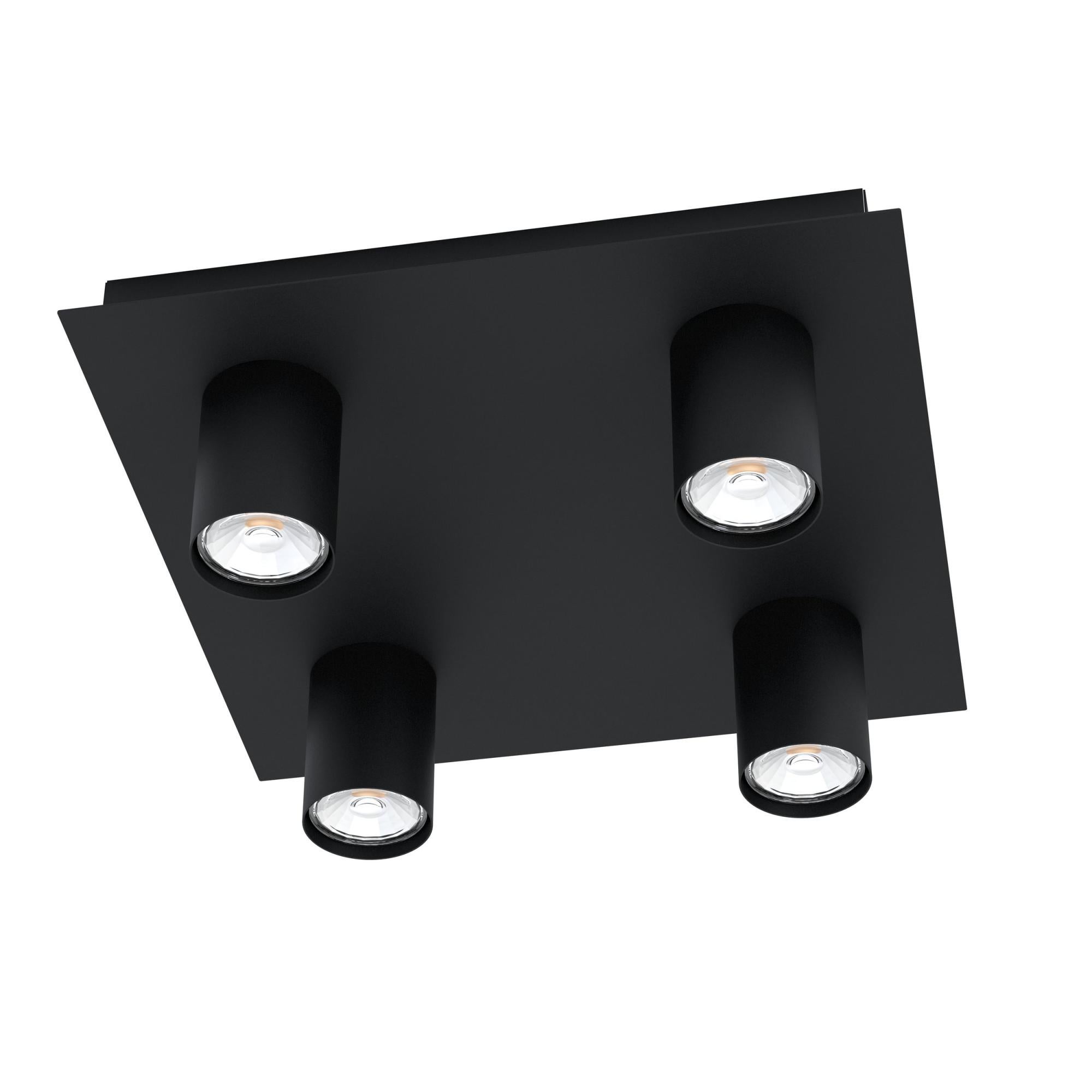 Plafonnier EGLO Plafonnier minimaliste VALCASOTTO en acier noir 4xGU10 ...