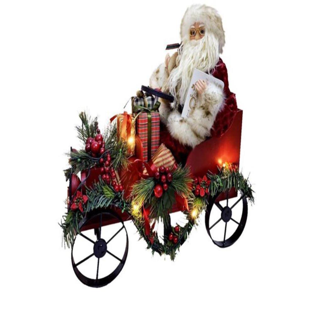 Babbo Natale Con Auto In Metallo E Luci Decorazione Natalizia | Leroy Merlin