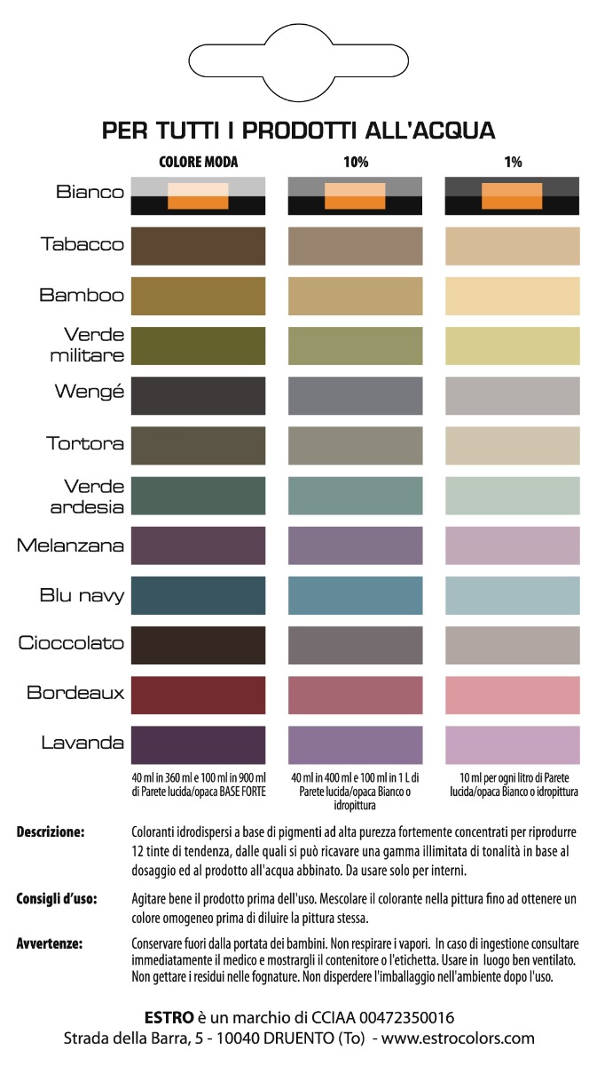 ESTRO - COLORE MODA COLORANTE ALL'ACQUA ML 40 TABACCO | Leroy Merlin