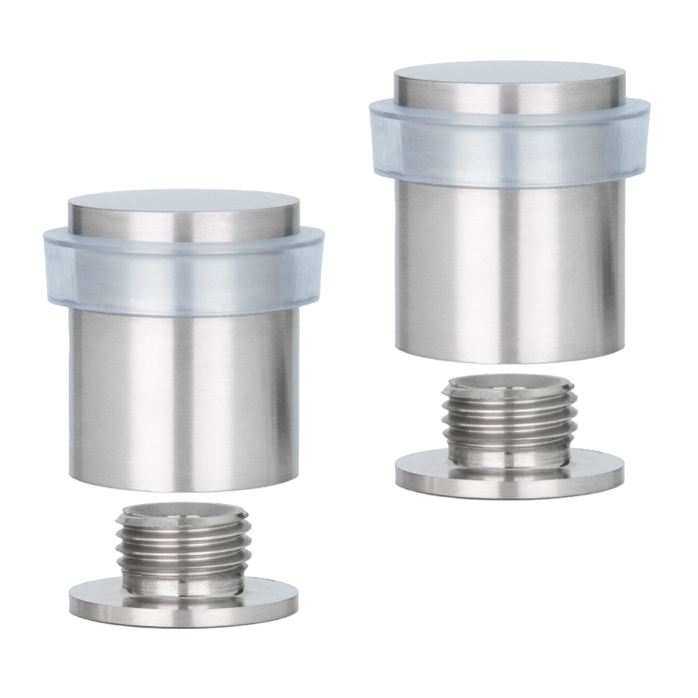 Pack con 2 Fermaporte| 25x27mm| Base filettata| Gomma Bianca| Acciaio ...