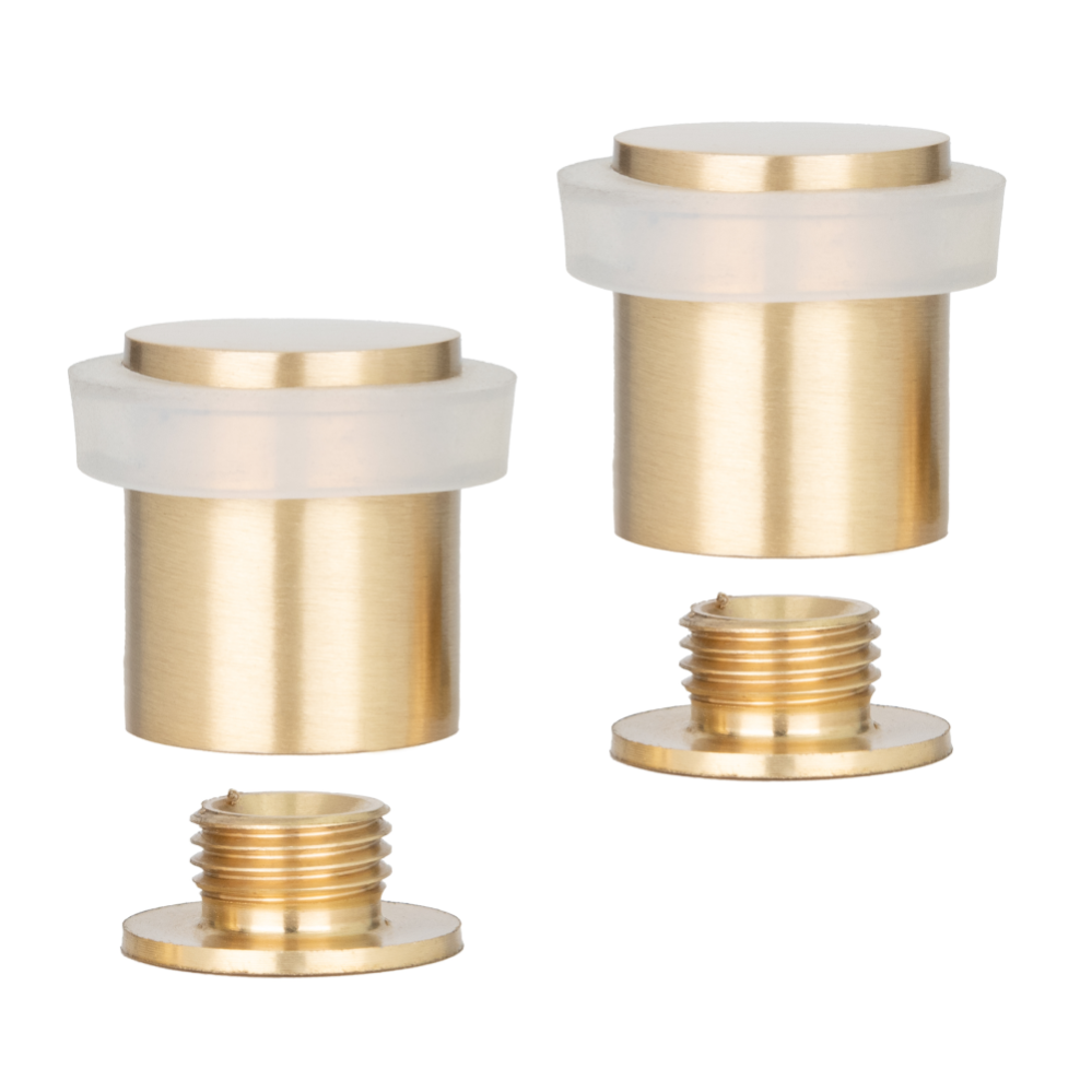 2 Tope de puerta EVI en latón mate goma blanca. Instalación con ...