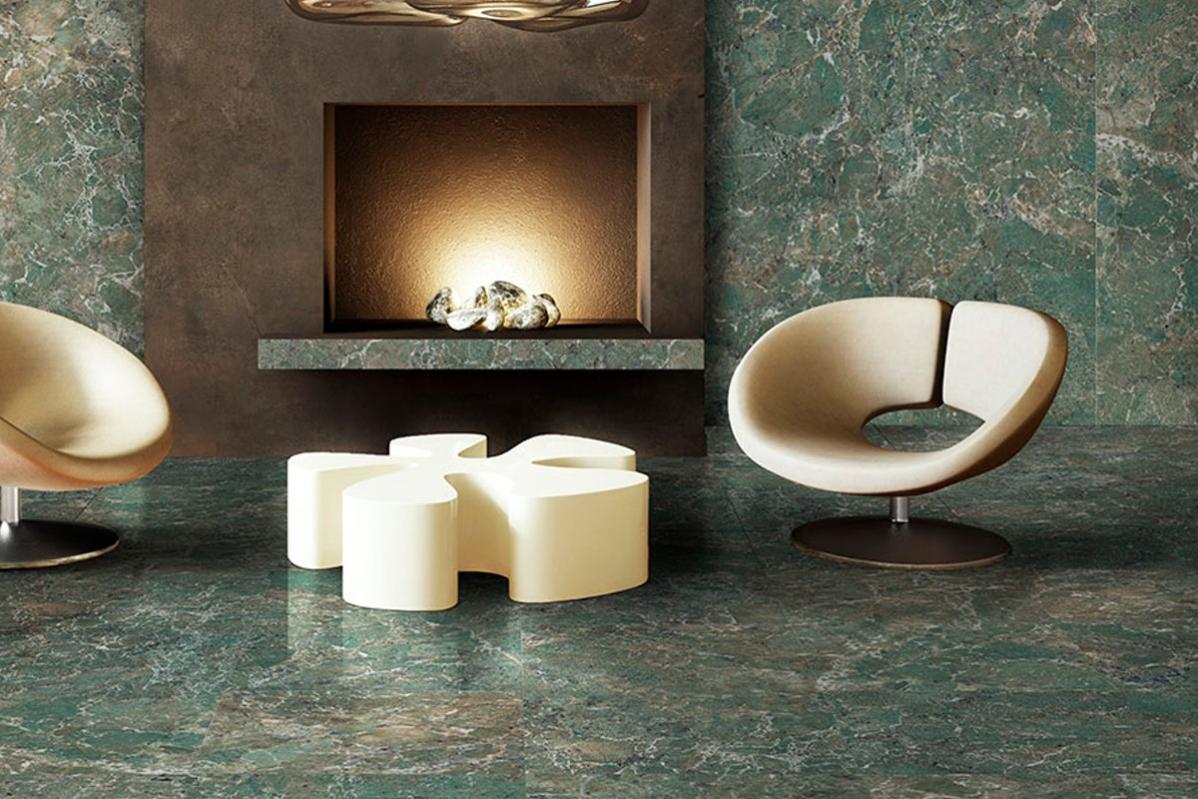 Marbre brillant Amazonite vert foncé avec veines mélangées - Carrelages ...