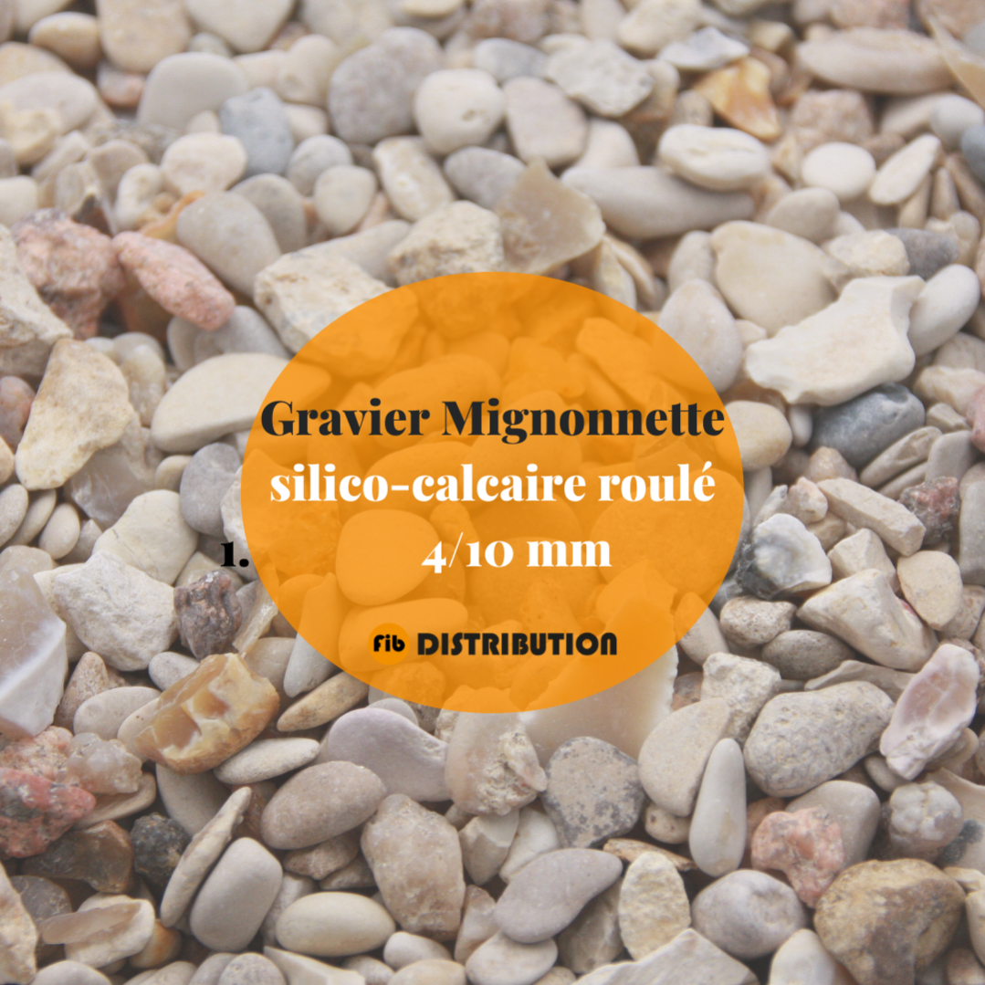 Gravier Mignonette silico-calaire roulé 4/10 mm - Palette de 42 sacs de ...