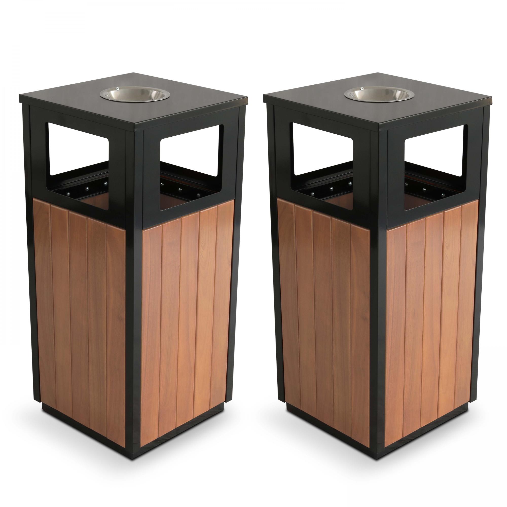 2 Poubelles Bois Extérieure 29 L Cendrier Leroy Merlin