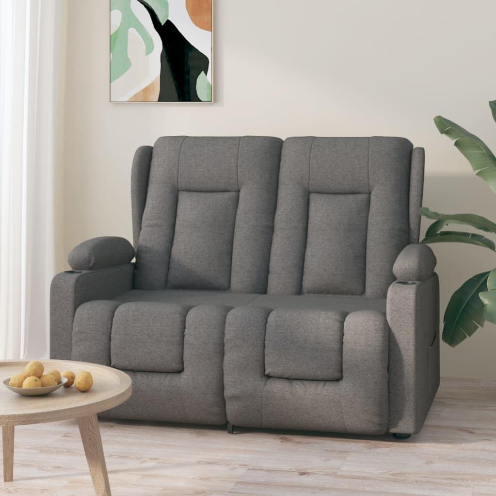 VidaXL Divano Massaggio 2 Posti con Portabicchieri Grigio in Tessuto ...