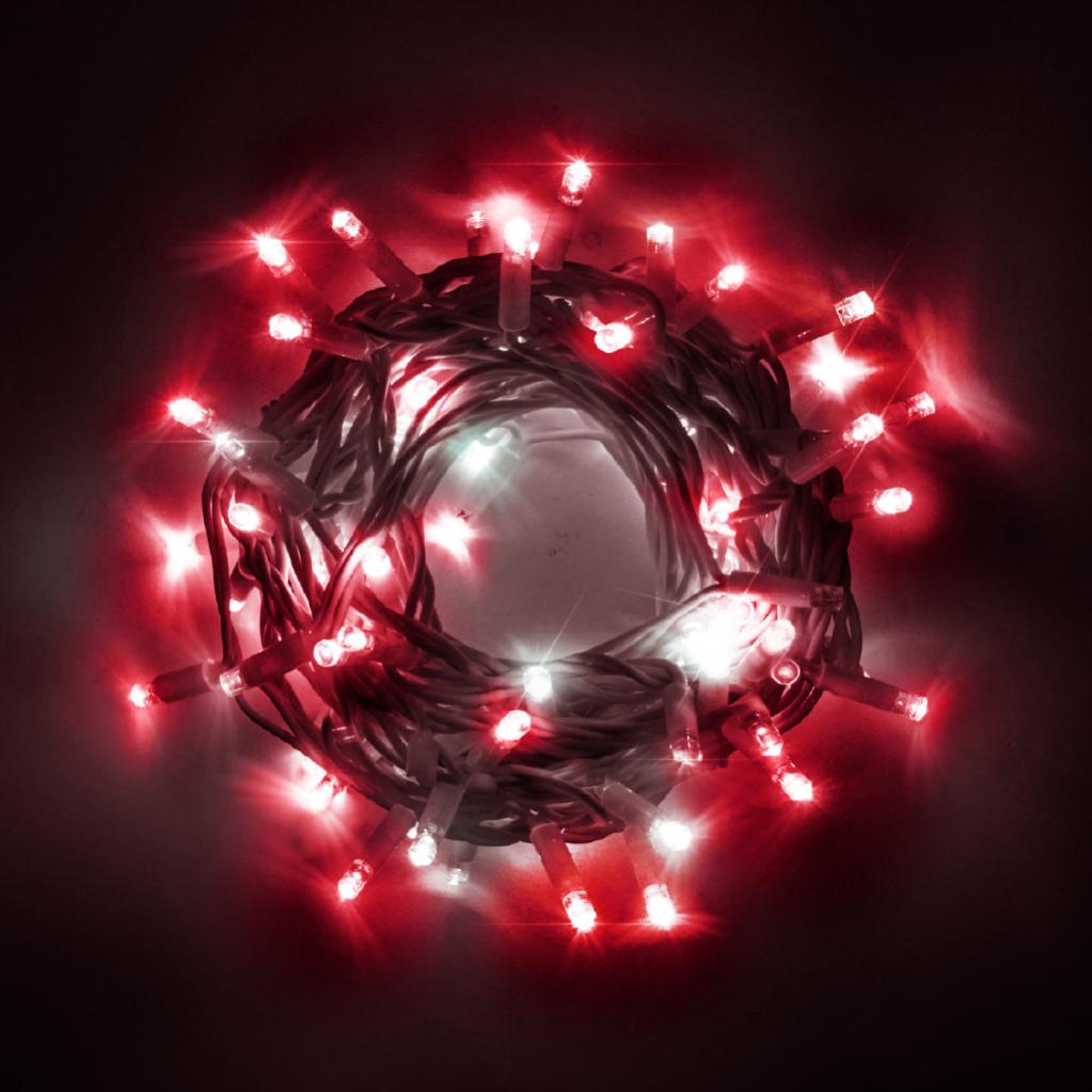 Catena con 100 maxiled 8mm cavo bianco luce rossa fissa e bianca ...