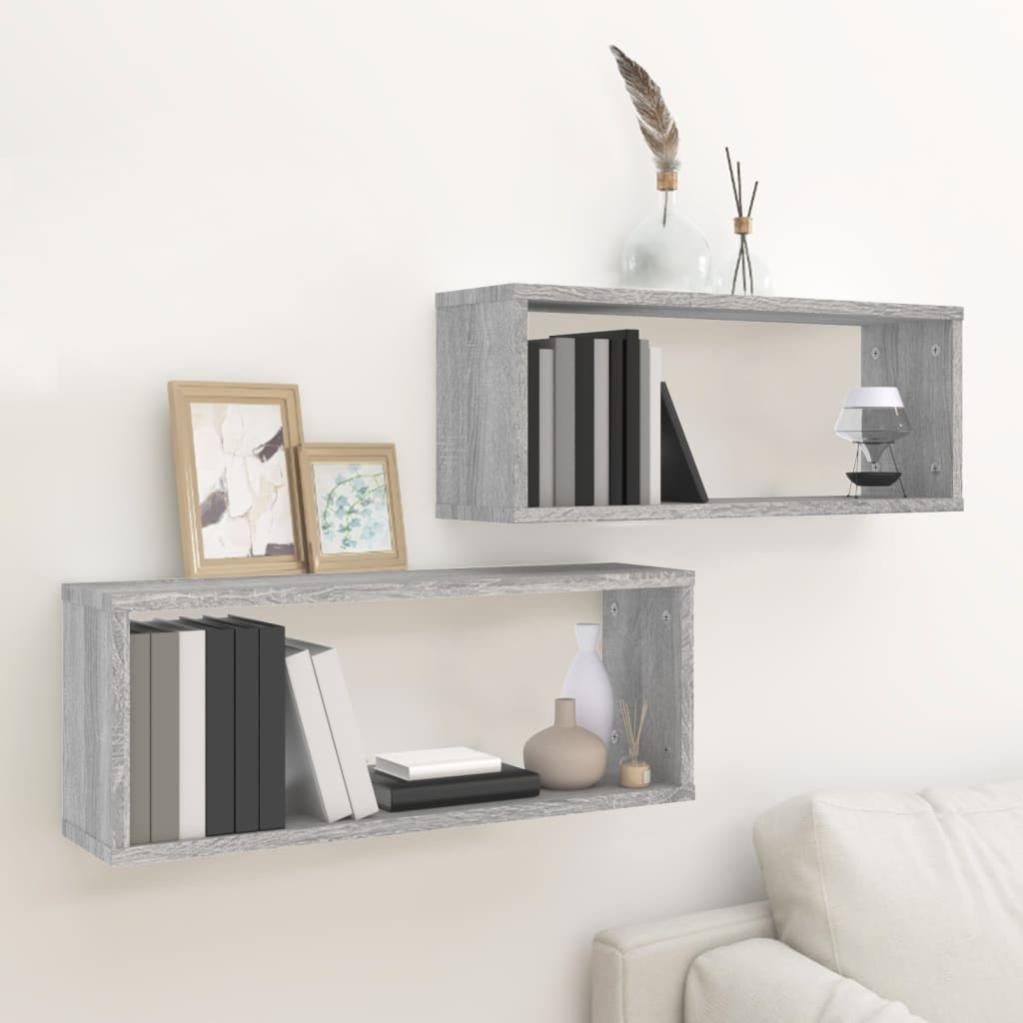 VidaXL Mensole Cubo Muro 2 pz Grigio Sonoma 60x15x23 Legno Multistrato ...
