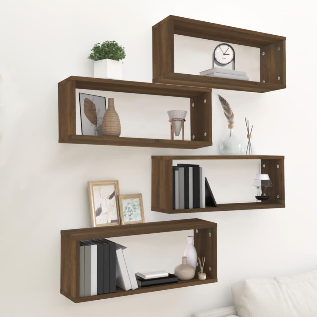 VidaXL Mensole Cubo Muro 4pz Rovere Marrone 60x15x23 Legno Multistrato ...