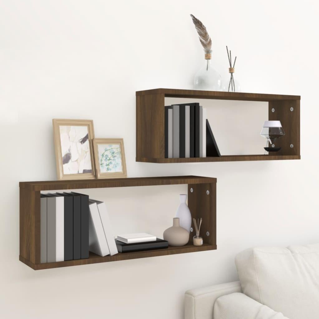 VidaXL Mensole Cubo Muro 2pz Rovere Marrone 60x15x23 Legno Multistrato ...