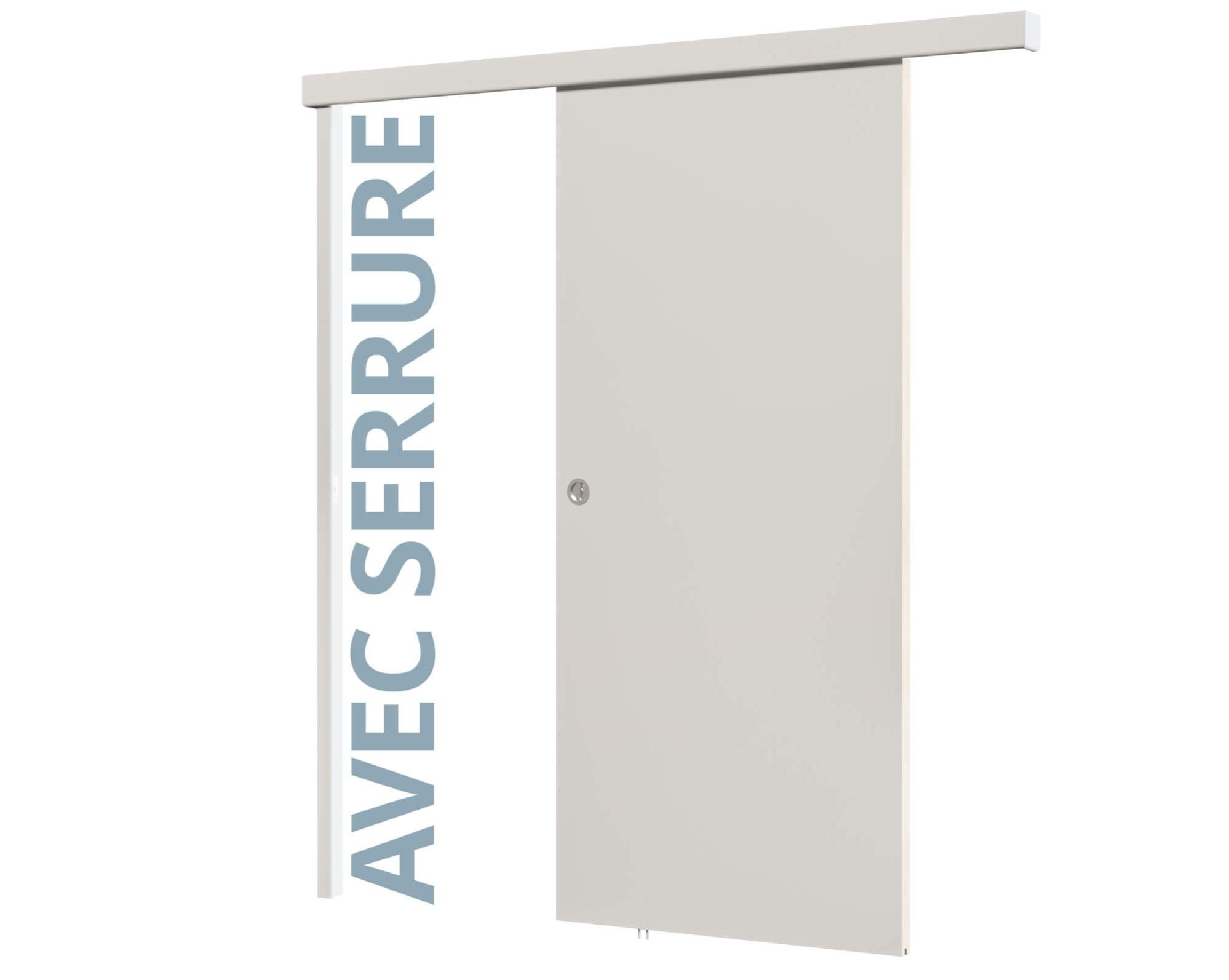 Porte Coulissante avec Rail + Serrure - Prépeinte Plane 93 cm | Leroy ...