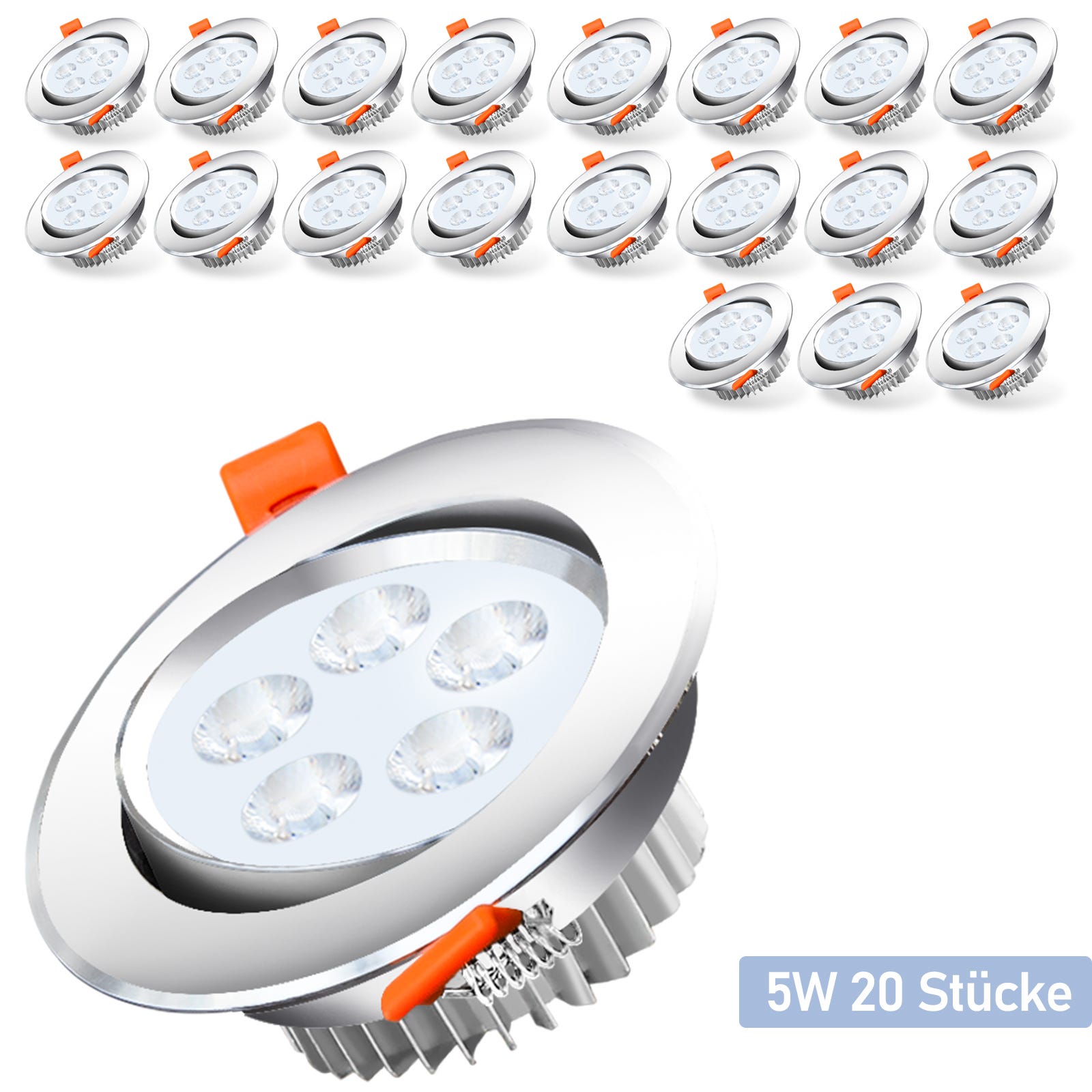 Lot De 20 Spots Encastrable Led Intégrés Spots à Encastrer 5w Blanc