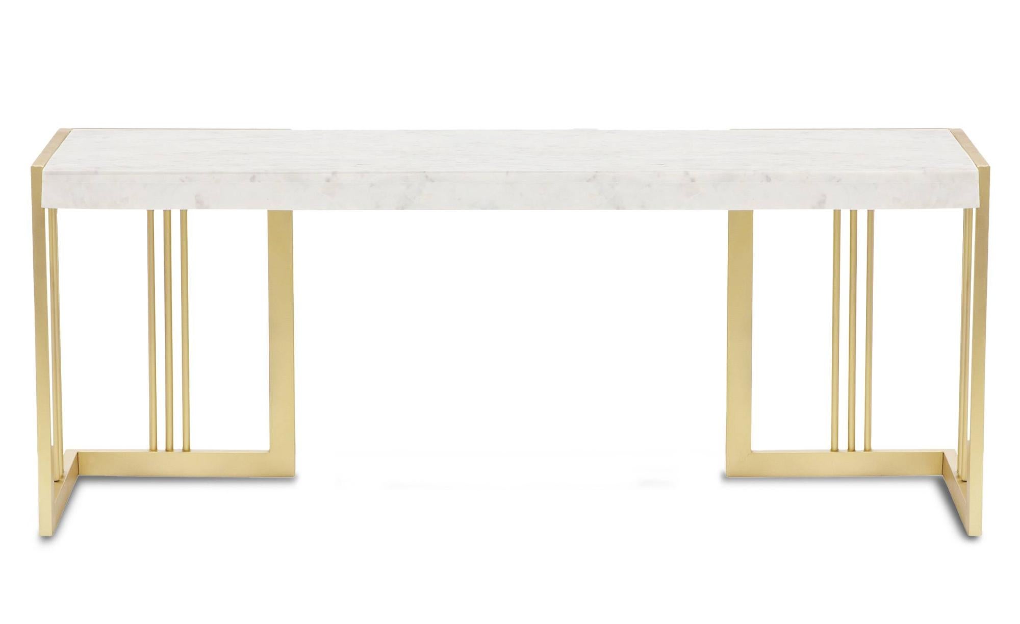 Meuble TV design 140cm Locaro Marbre Blanc et pieds Métal Or | Leroy Merlin