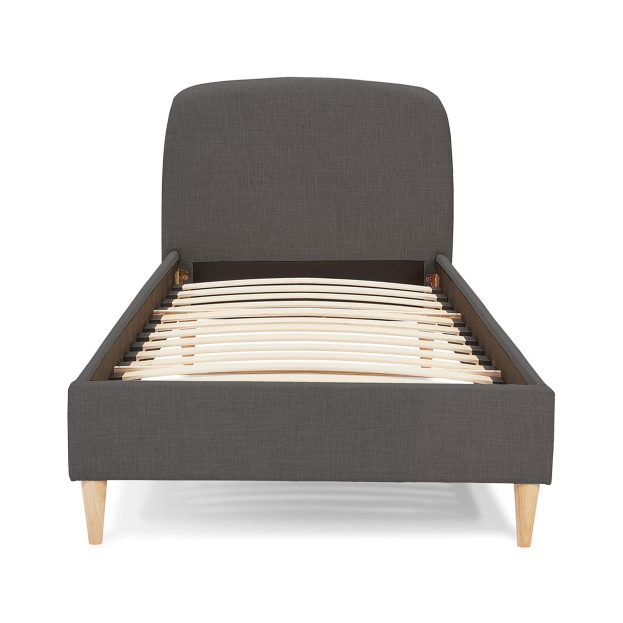 Lit 90x200 cm avec sommier en tissu gris foncé - WHEEL | Leroy Merlin